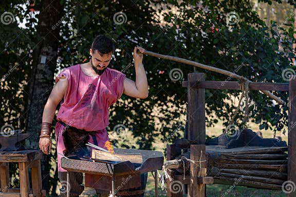 Blacksmith Breeds Medieval Objects with the Help of Blacksmithing and Tools Editorial Photo ...