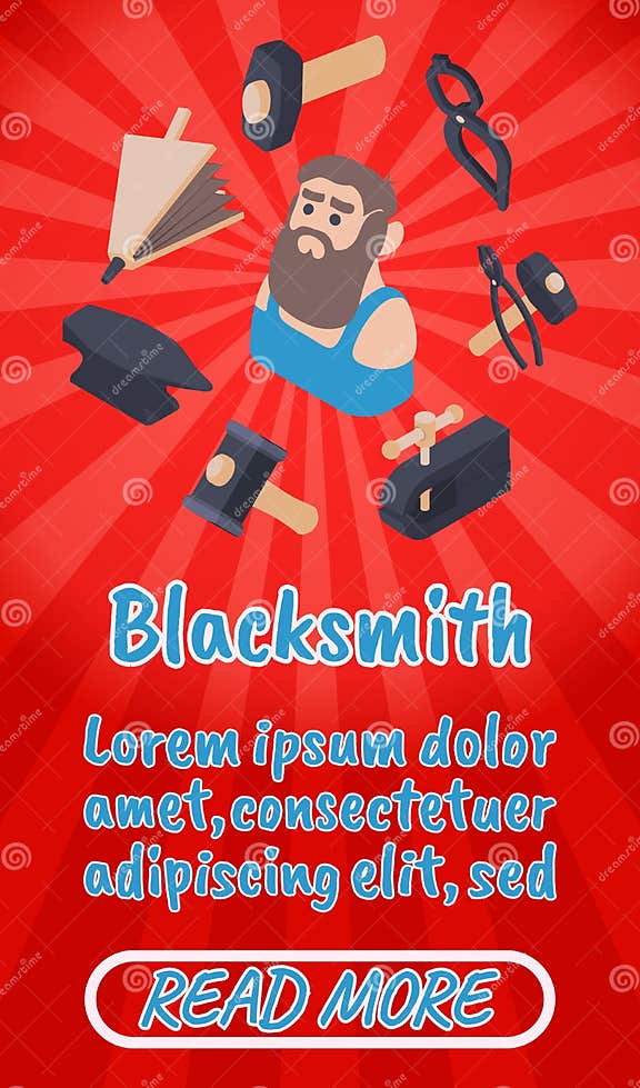 Blacksmith Concept Banner, Comics Isometric Style Stock Vector ...