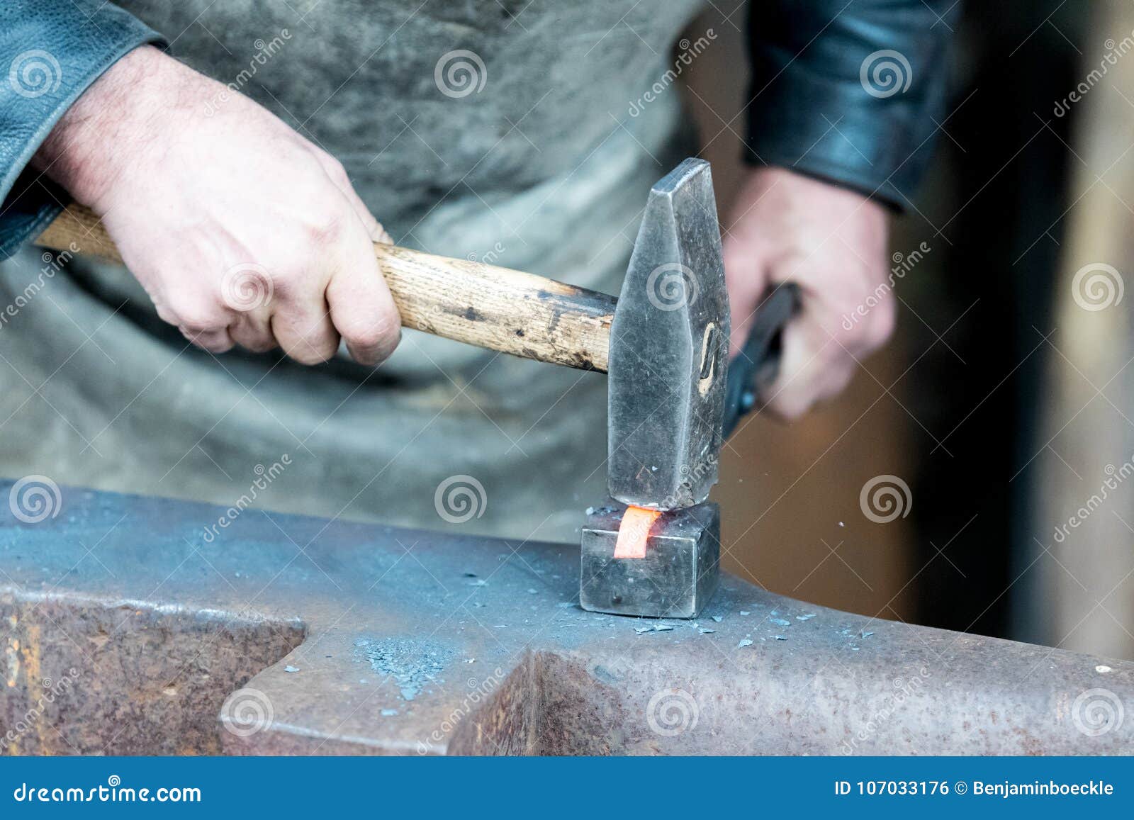 Blacksmith Doing Smithing in an Open Forge Stock Photo - Image of fire ...