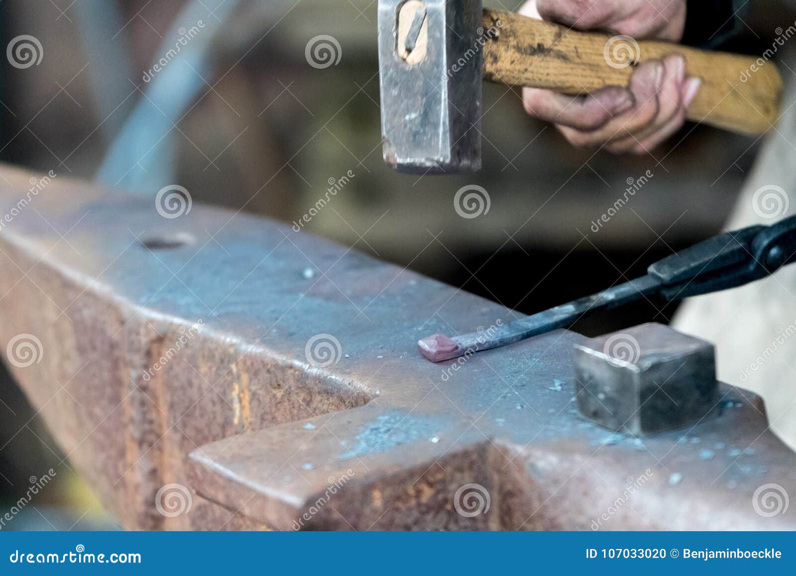 Blacksmith Doing Smithing in an Open Forge Stock Photo - Image of heat ...