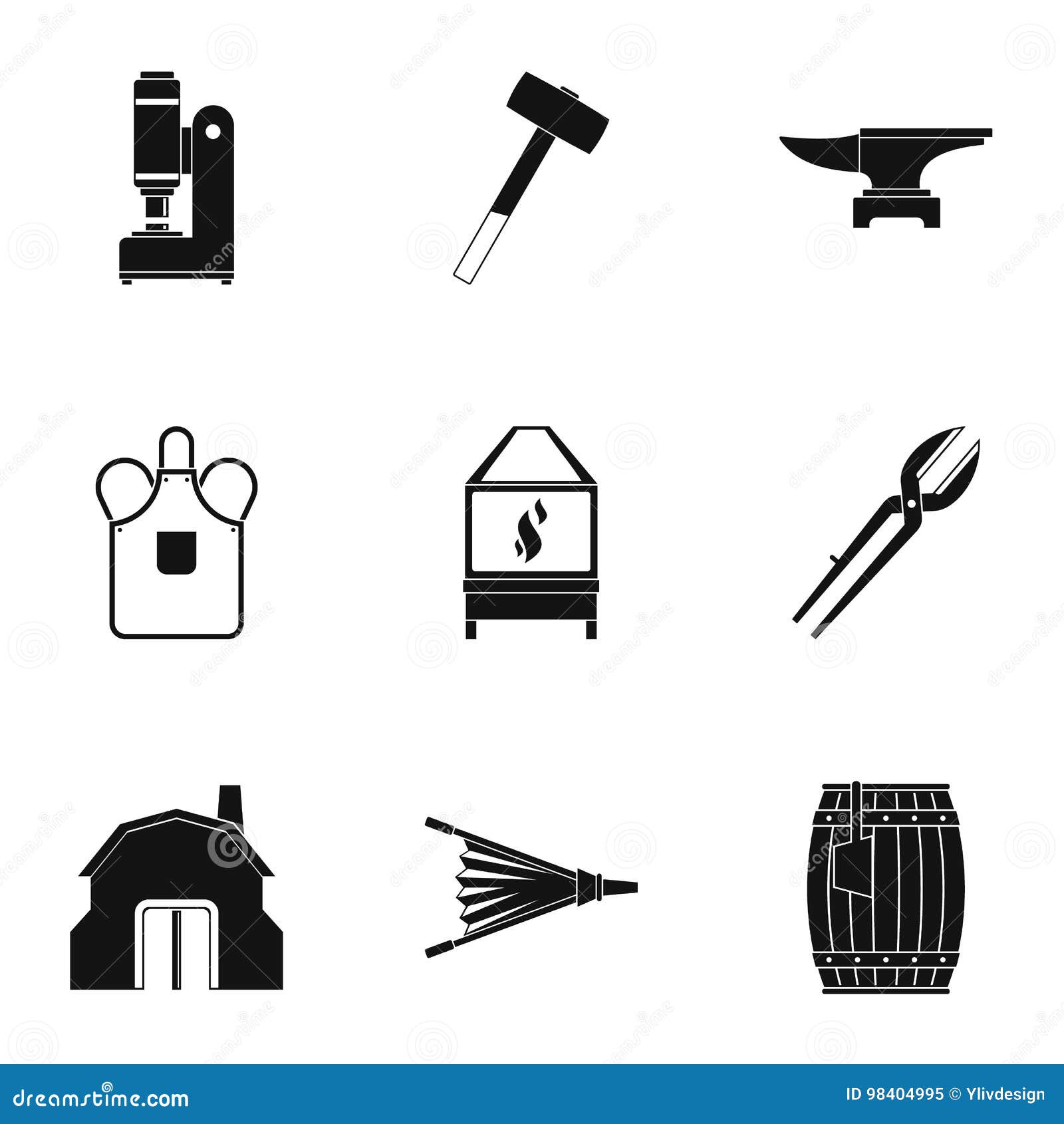 Blacksmith Equipment Icon Set, Simple Style Stock Vector - Illustration ...
