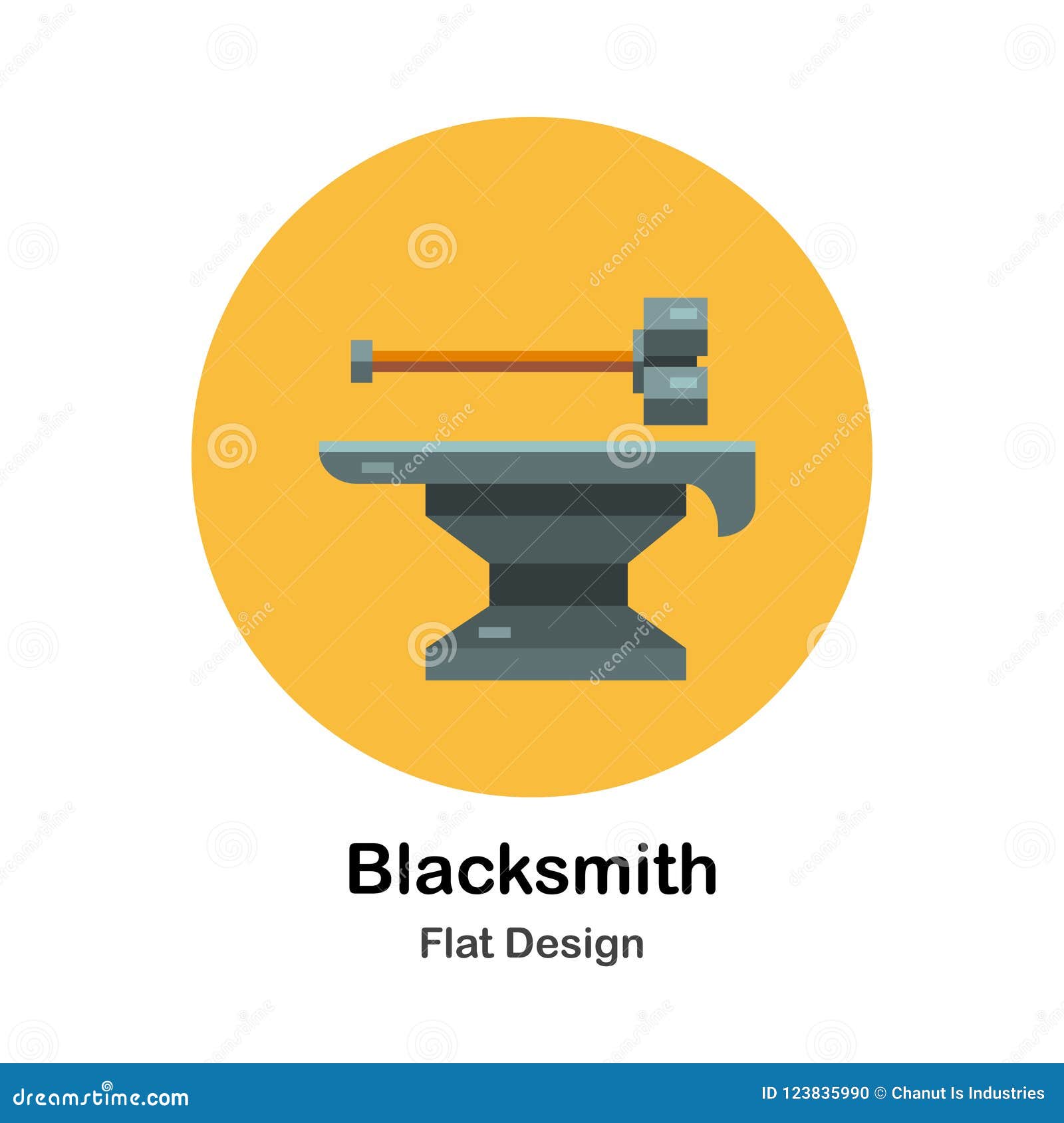 Blacksmith Flat Icon stock vector. Illustration of industry - 123835990