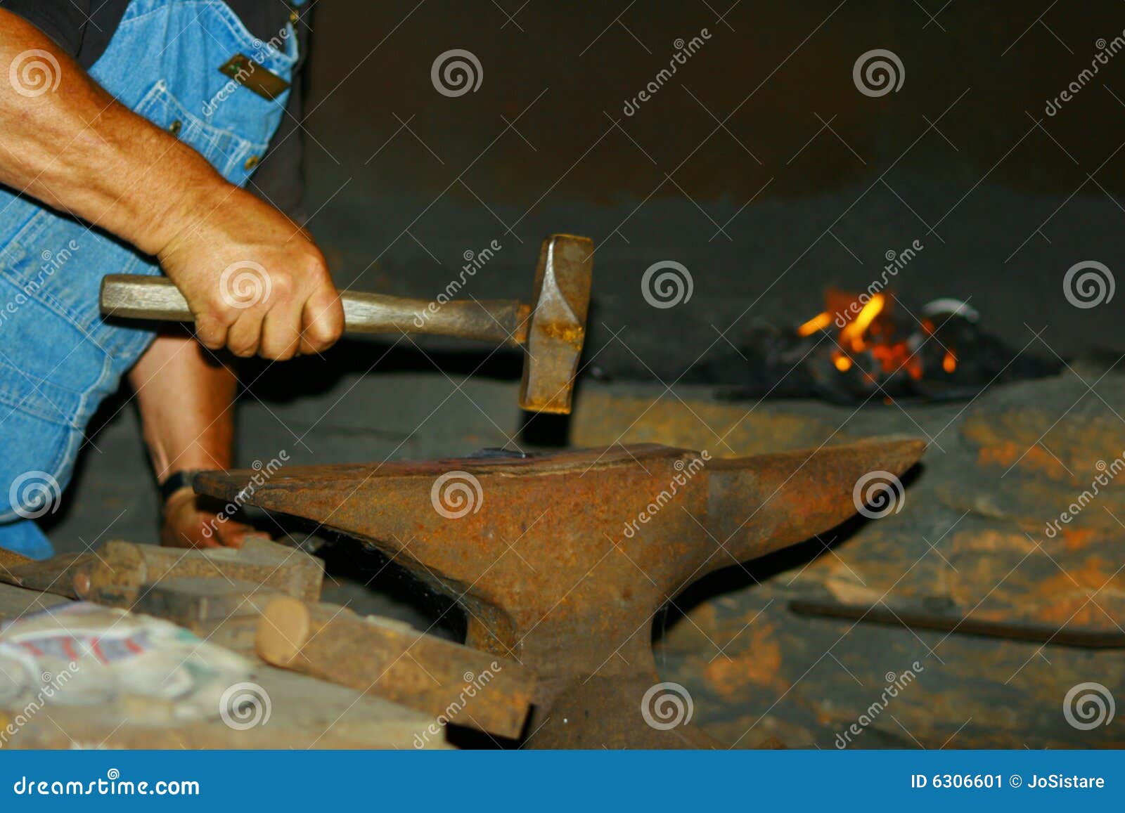 Blacksmith at forge stock image. Image of manual, hand - 6306601