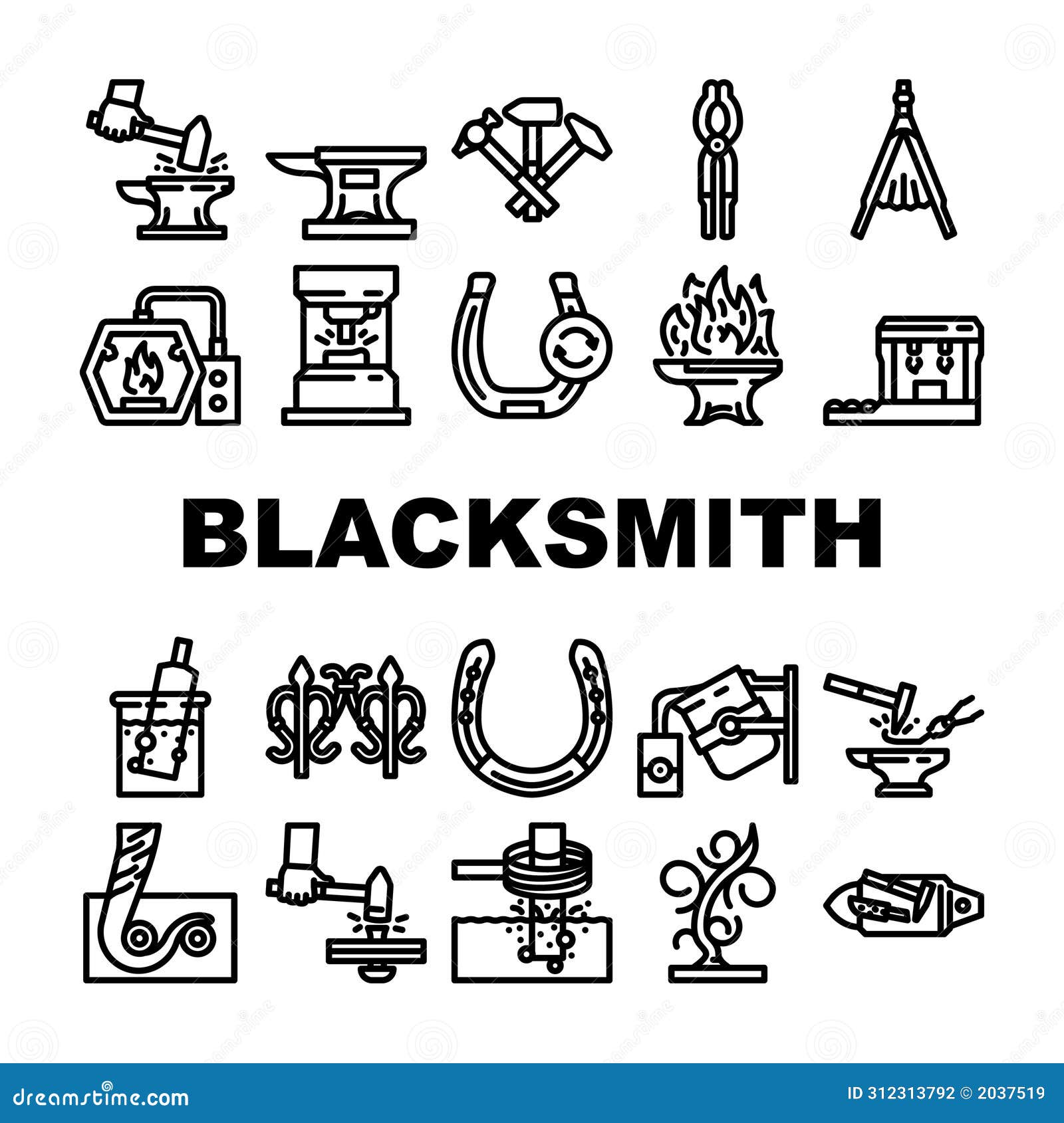 Blacksmith Forge With Fire Anvil And Bellows Stock Image ...