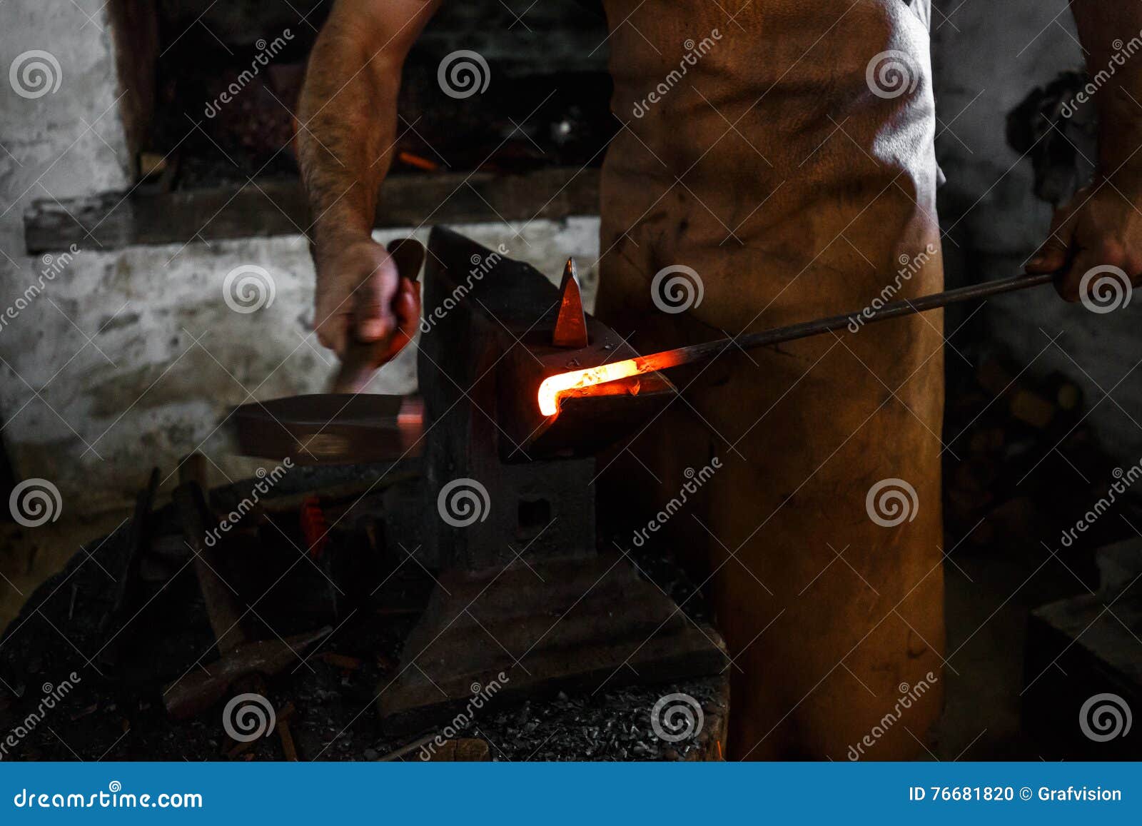 The Blacksmith Forge the Hot Metal Stock Photo - Image of shop ...