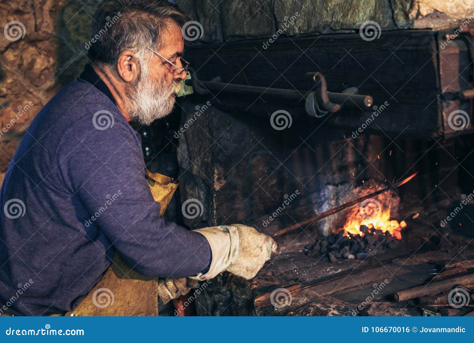 Blacksmith Forge Iron at Work Stock Photo - Image of forging ...