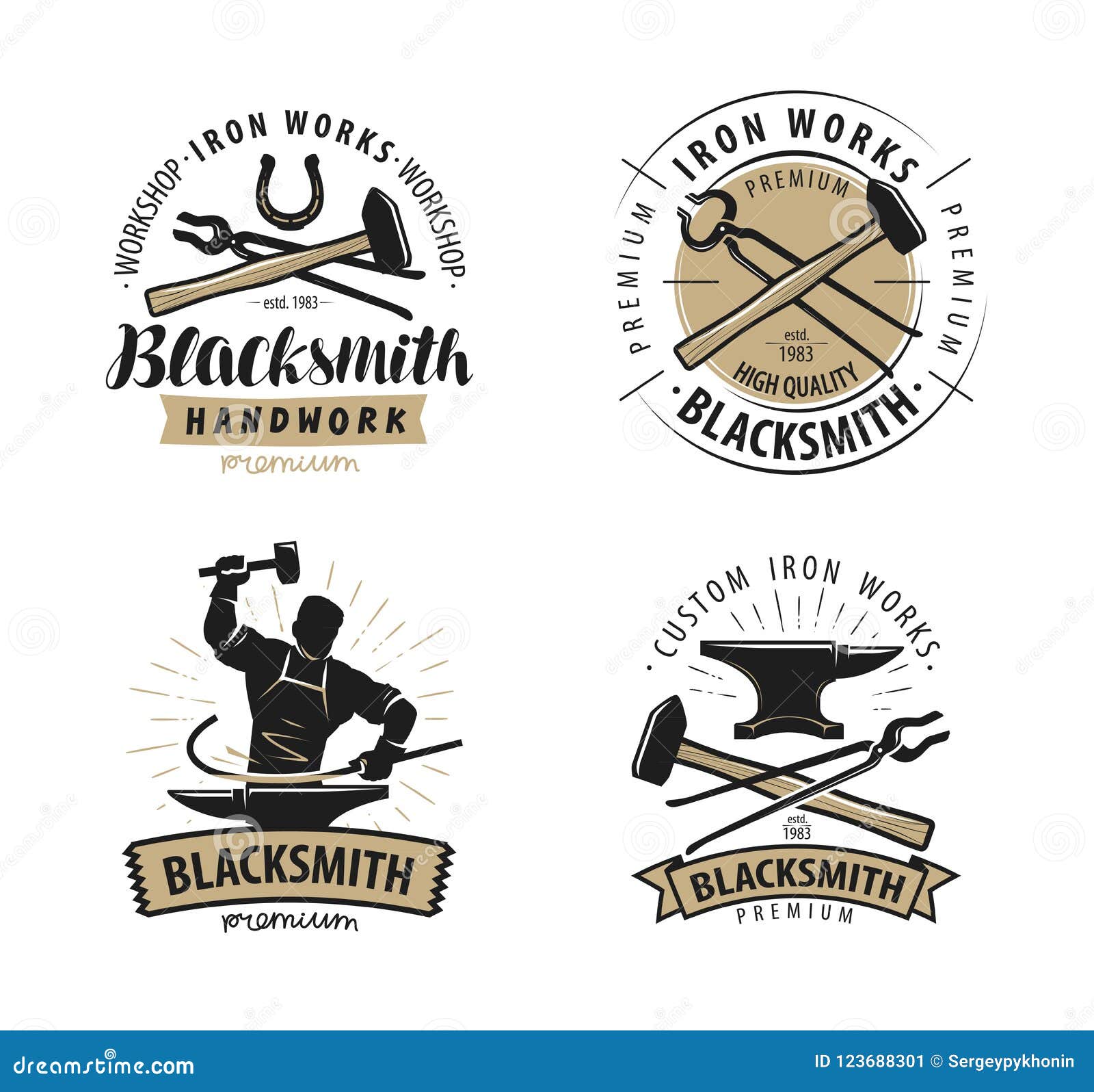 Blacksmith, Forge Logo or Label. Blacksmithing, Iron Work Symbol ...