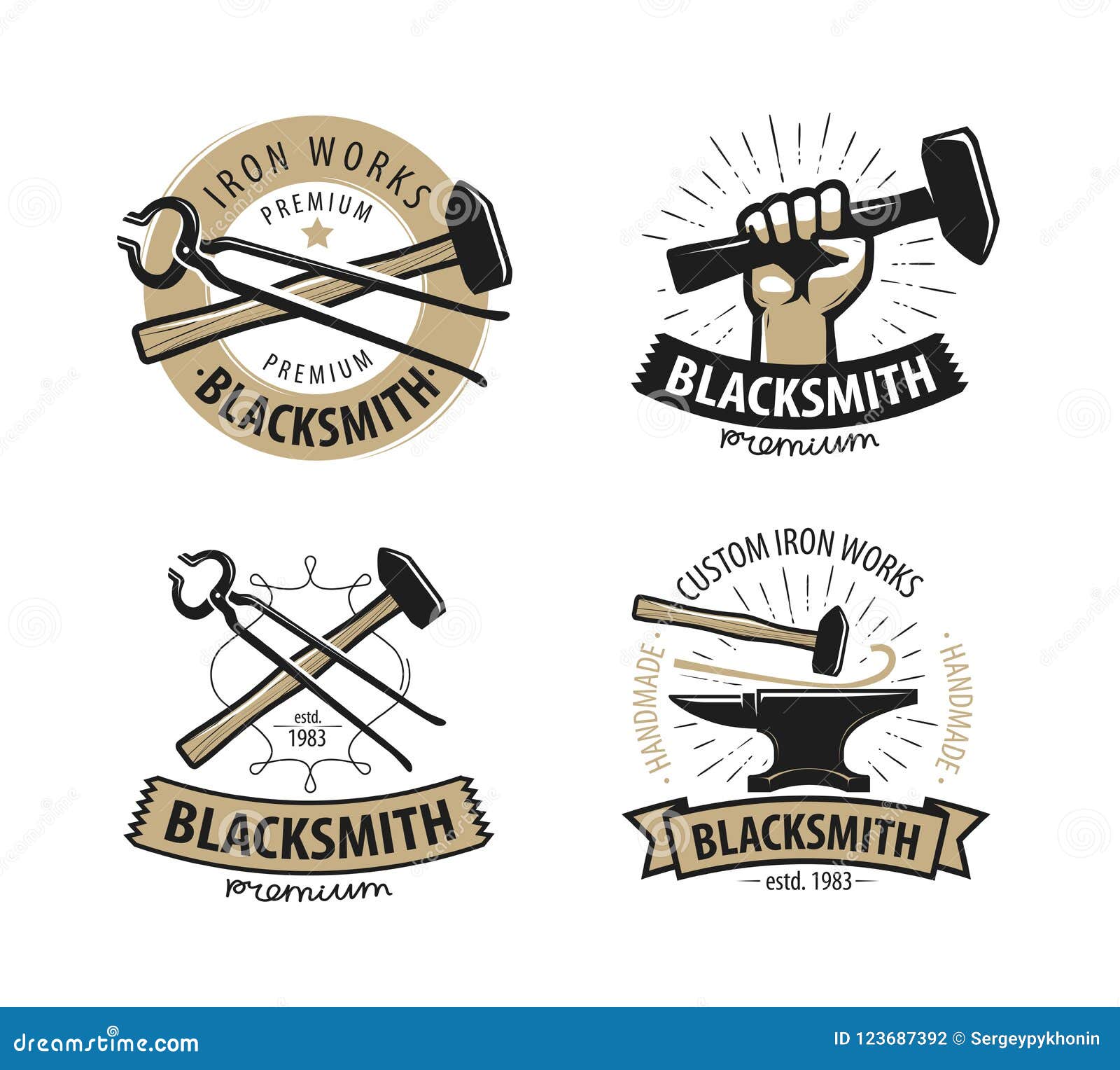 Blacksmith Forge Anvil Logo Design Cartoon Vector | CartoonDealer.com ...