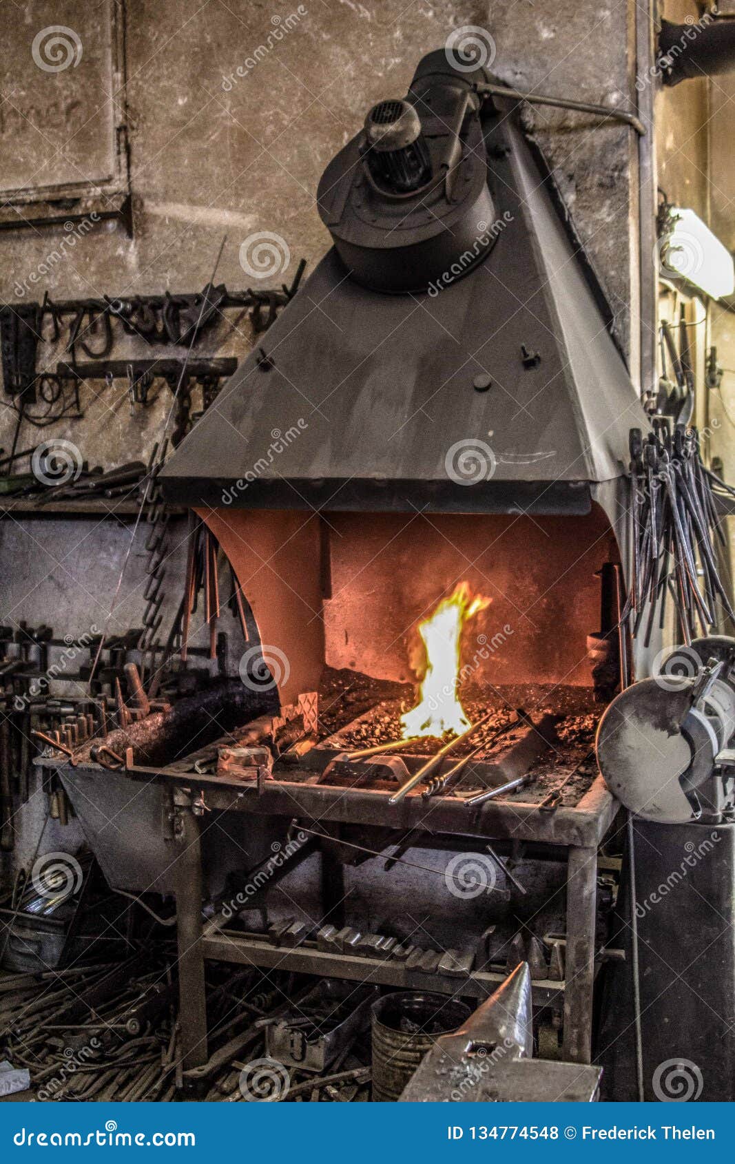 Blacksmith Forge Oven with Fire Metal Stock Photo - Image of molten ...