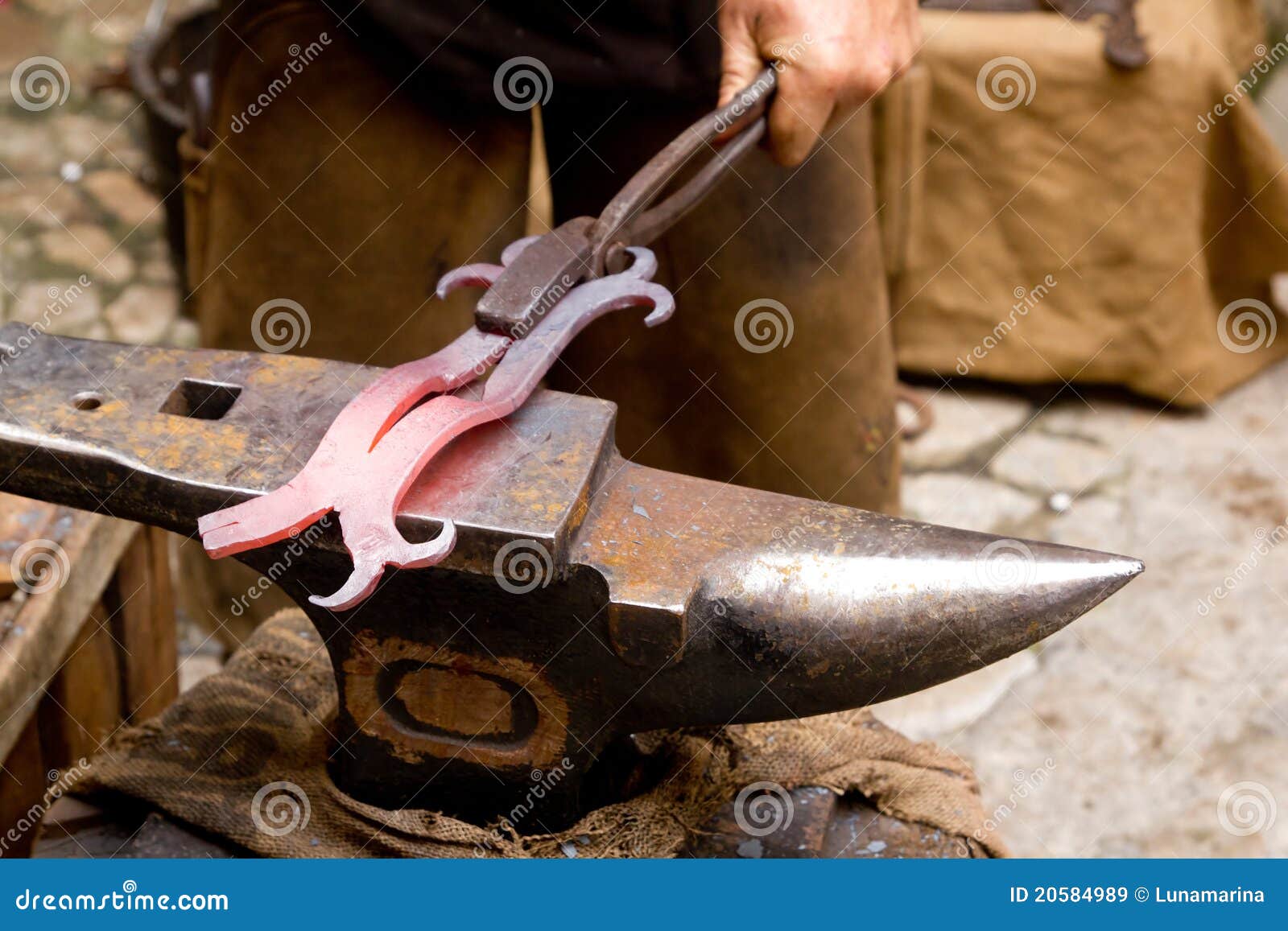 Blacksmith Forged Iron Smith Anvil Hammerman Stock Image - Image of ...