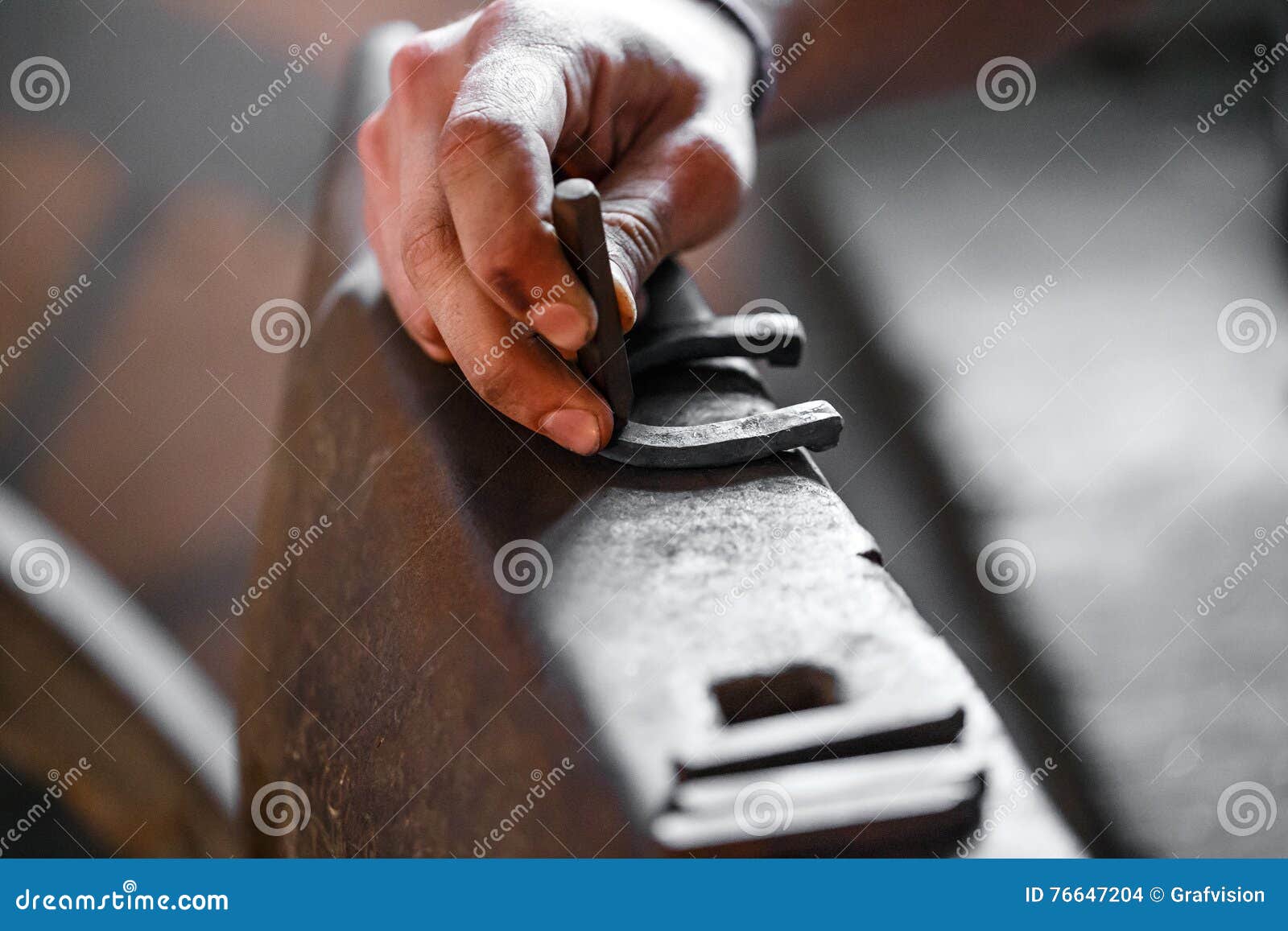 Blacksmith Forges a Horseshoe. Stock Photo - Image of strike, forge ...