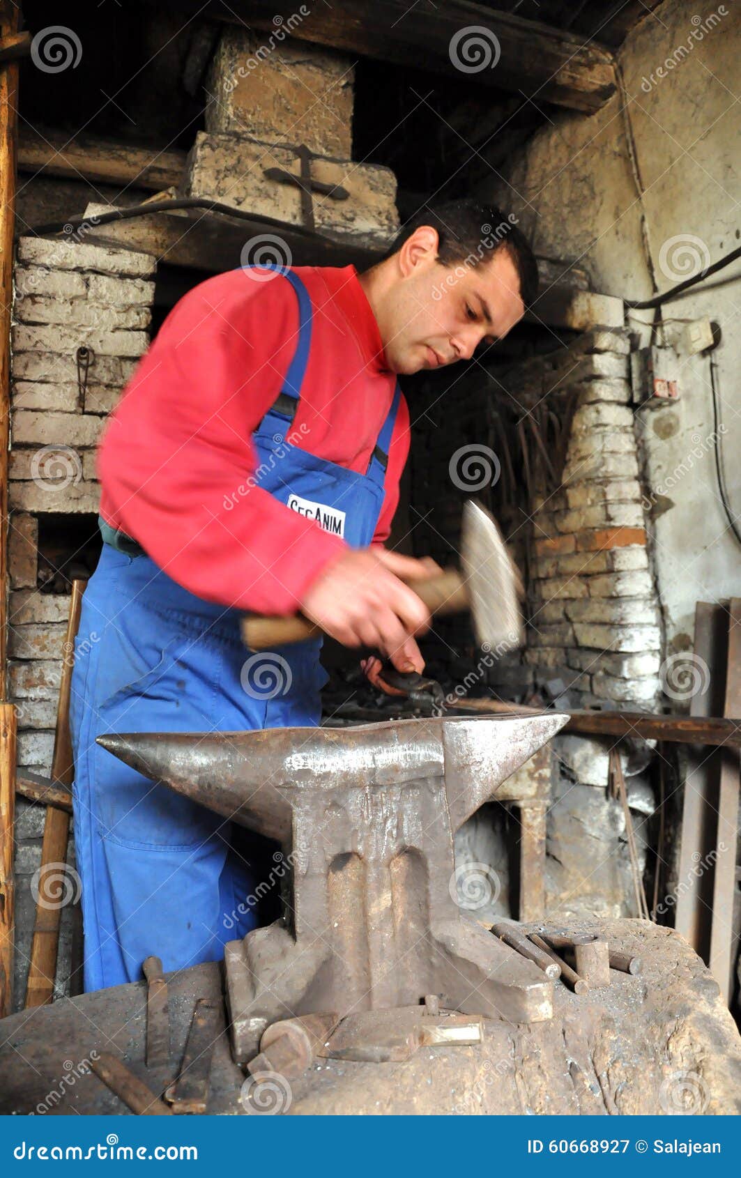 Blacksmith Forges Iron on Anvil Editorial Photography - Image of ...