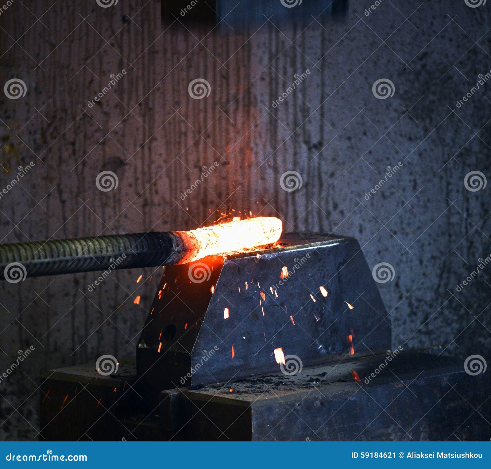 Blacksmith Forges a Red-hot Iron Stock Image - Image of forge, glowing ...