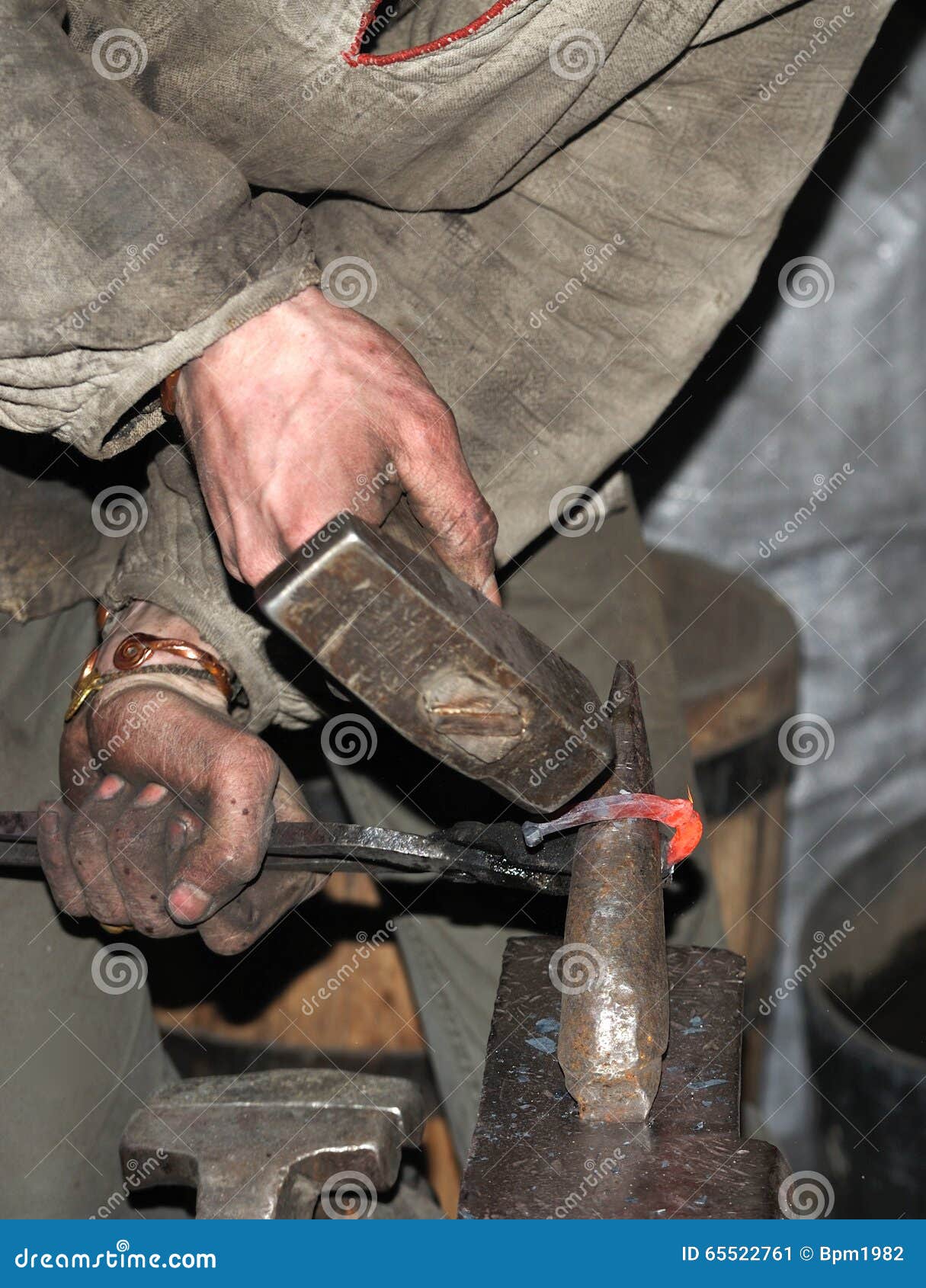 Blacksmith Forges a Red-hot Metal Hammer Stock Image - Image of melting ...