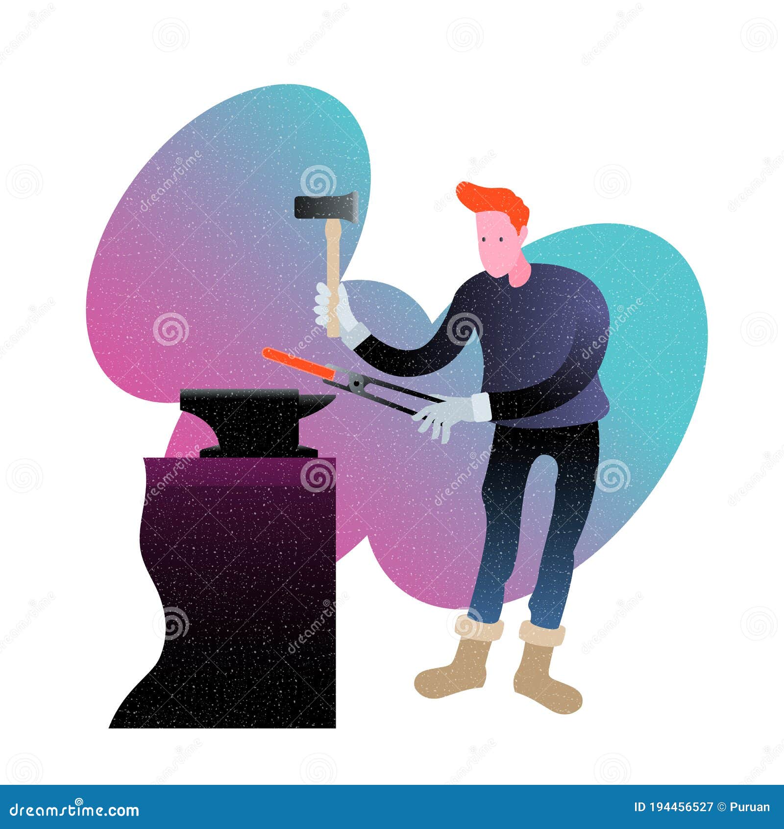 A Blacksmith Forging Iron. Professional People Vector Illustration ...
