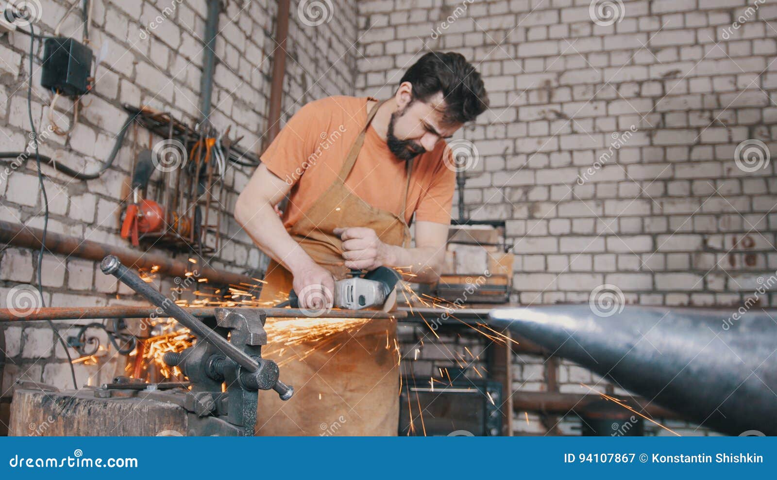 Blacksmith Forging an Knife with Circular Saw Stock Image - Image of ...