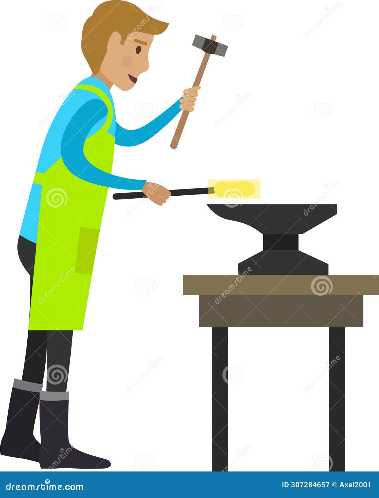 Blacksmith Forging Metal Vector Icon Isolated on White Stock Vector ...