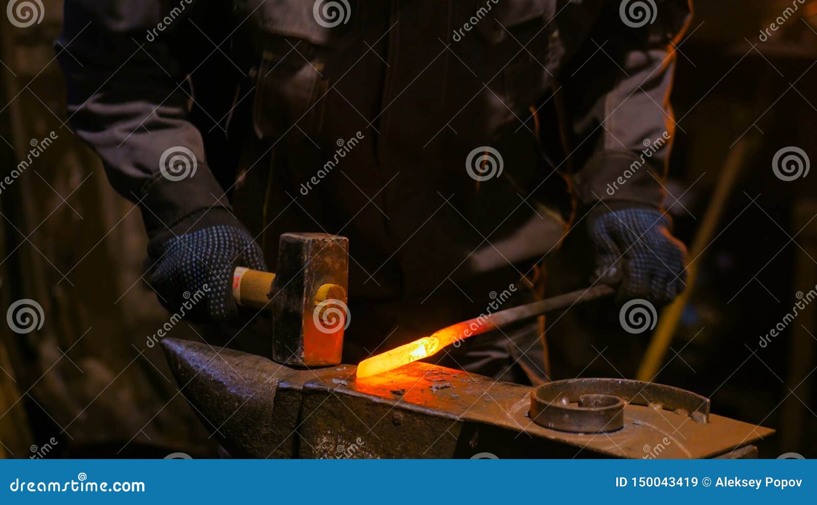 Blacksmith Forging Molten Metal Stock Image - Image of handmade ...