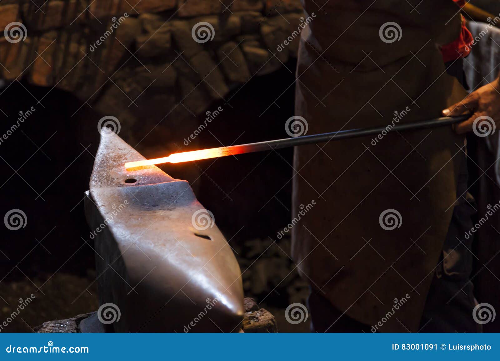 Blacksmith Forging Steel on the Anvil Stock Image - Image of flame ...