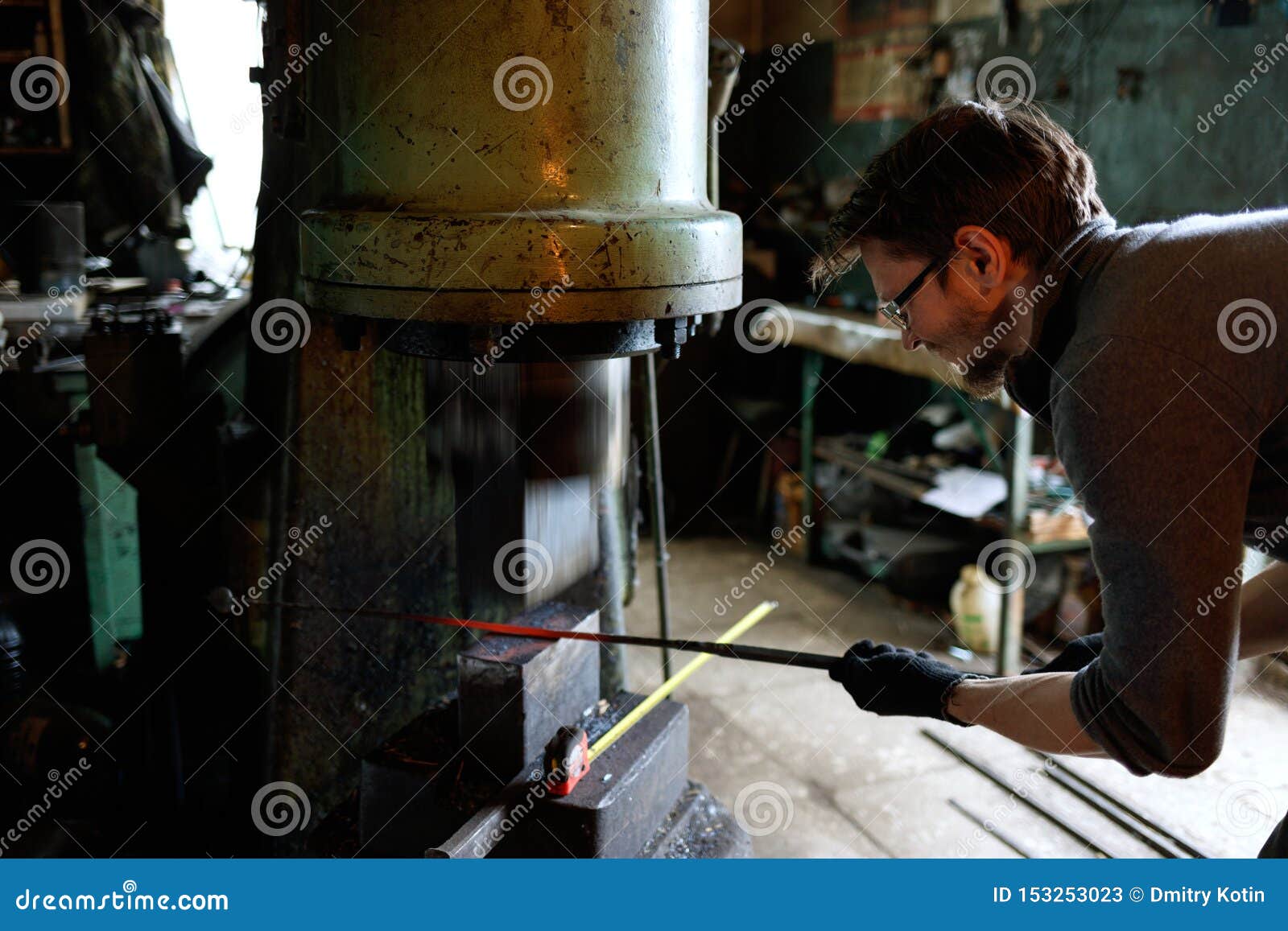 Blacksmith Forging by Using Pneumatic Hammer. Stock Image - Image of ...
