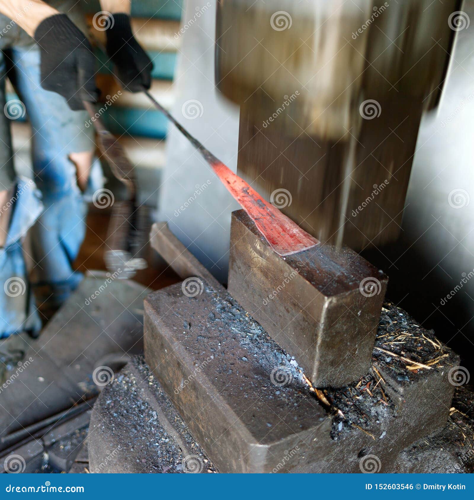 Blacksmith Forging by Using Pneumatic Hammer. Stock Photo - Image of ...