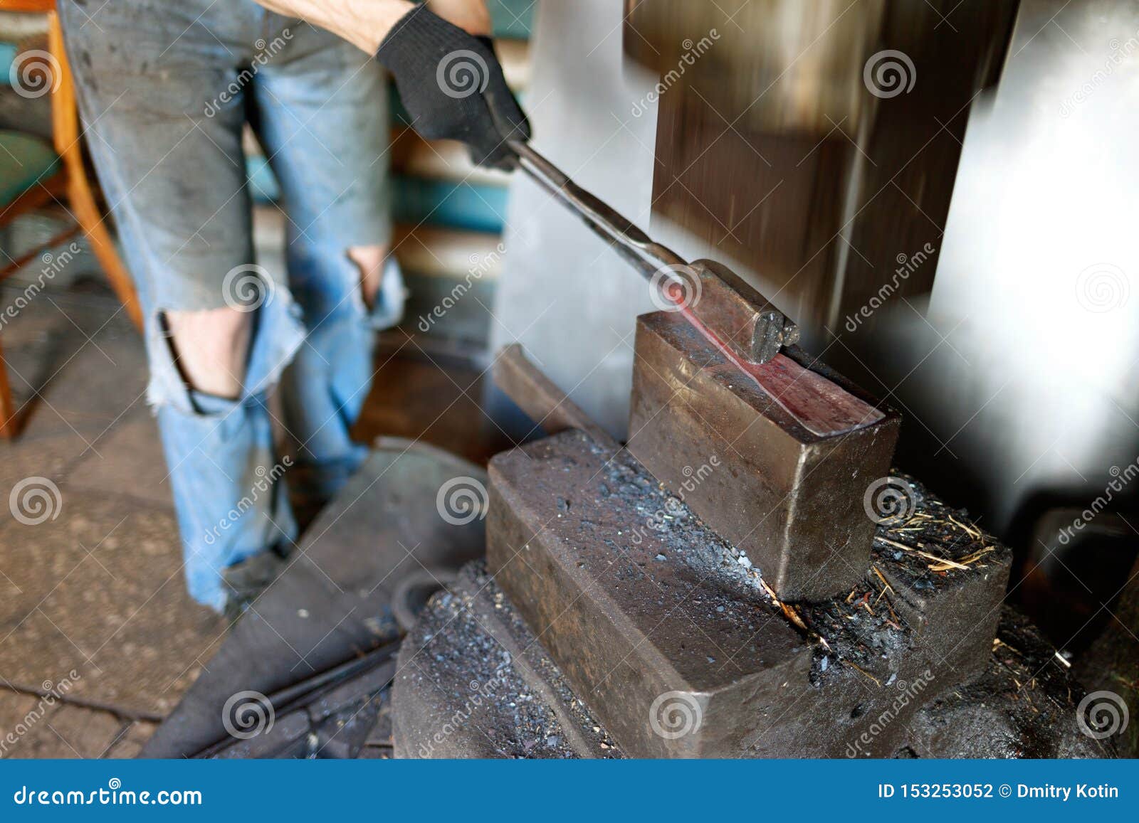 Blacksmith Forging by Using Pneumatic Hammer. Stock Photo - Image of ...