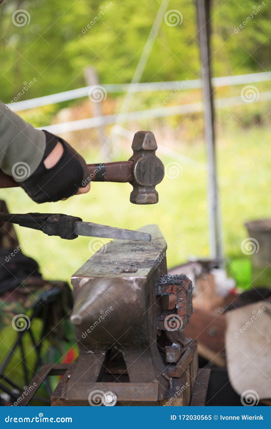 Blacksmith with Hammer and Anvil Stock Image - Image of farrier ...