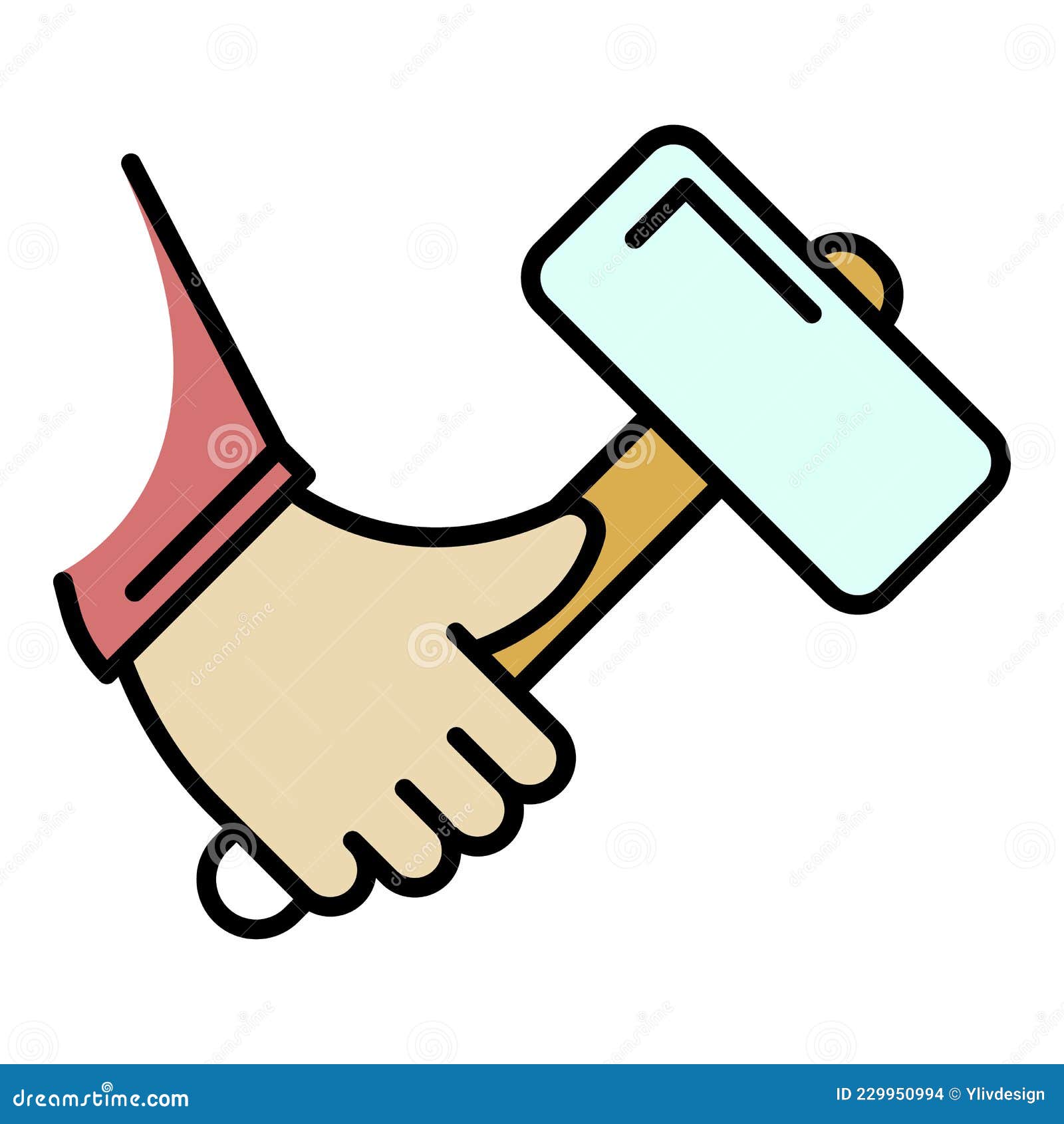 Blacksmith Hammer Icon Color Outline Vector Stock Vector - Illustration ...