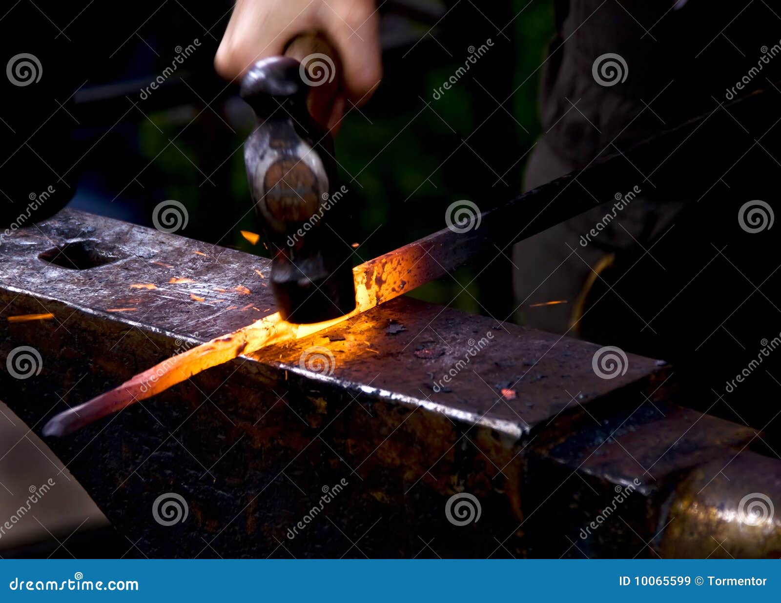 Blacksmith Hammering Hot Metal Stock Image - Image of forge, anvil ...