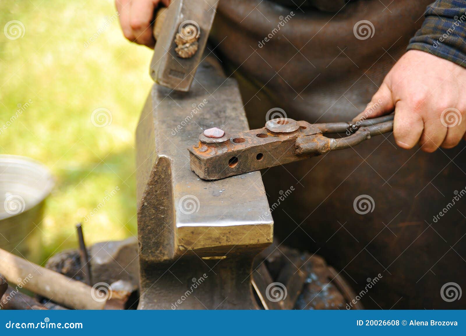Blacksmith Hammering Hot Steel Stock Photo - Image of form, historic ...