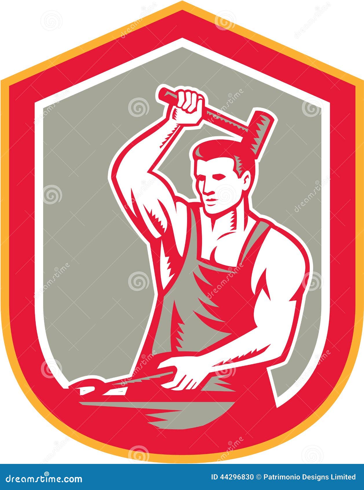 Blacksmith Hammering Pliers Shield Retro Stock Vector - Illustration of ...