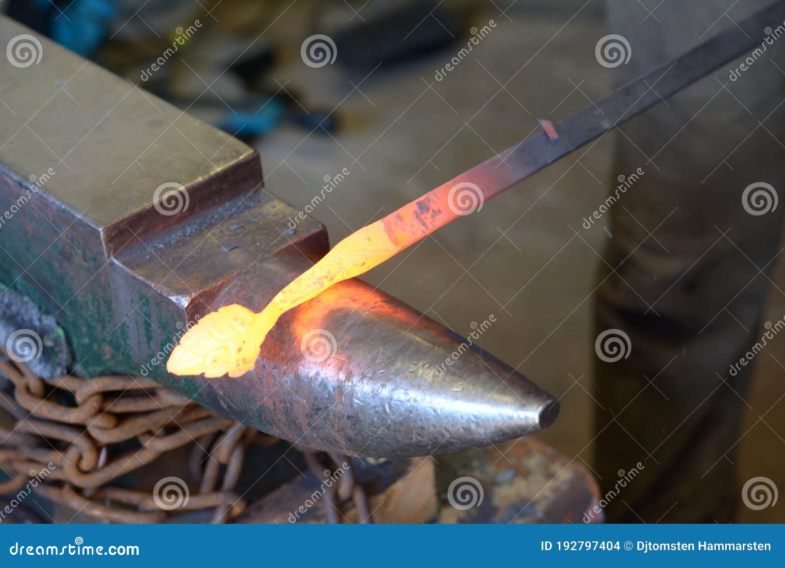 Blacksmith in His Home Workshop Making Tools Stock Photo - Image of ...