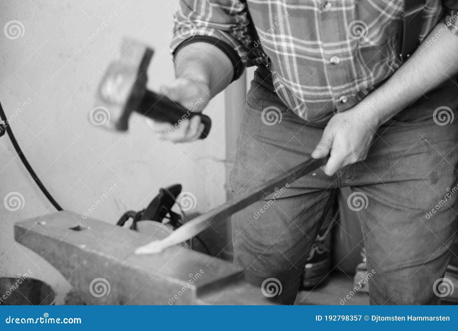 Blacksmith in His Home Workshop Making Tools Stock Image - Image of ...