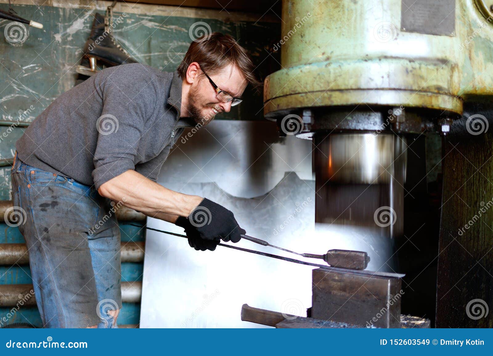 Blacksmith Forging by Using Pneumatic Hammer. Stock Image - Image of ...