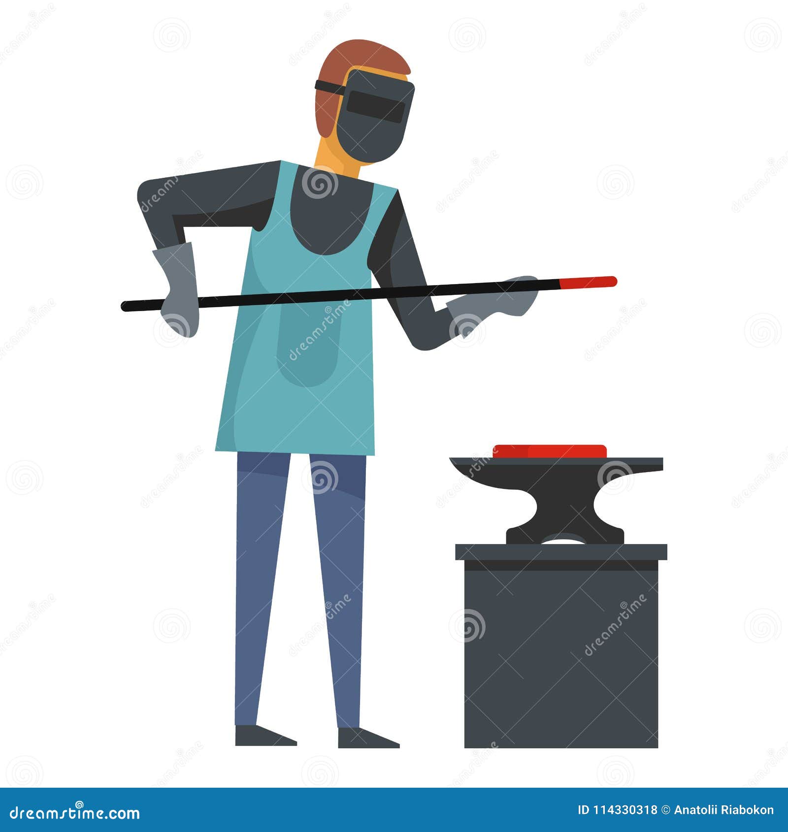 Blacksmith Icon, Flat Style Stock Vector - Illustration of middle, horn ...