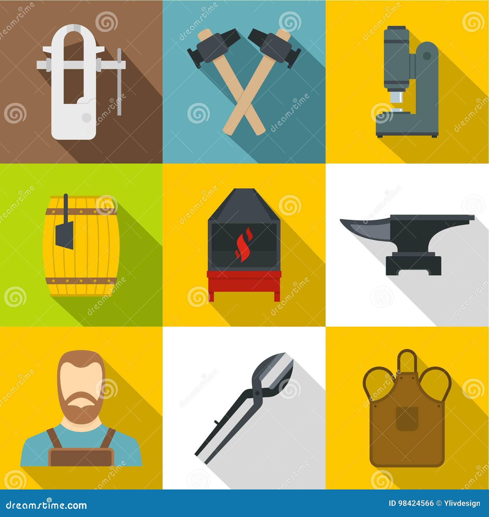 Blacksmith Icons Black Cartoon Vector | CartoonDealer.com #51842239