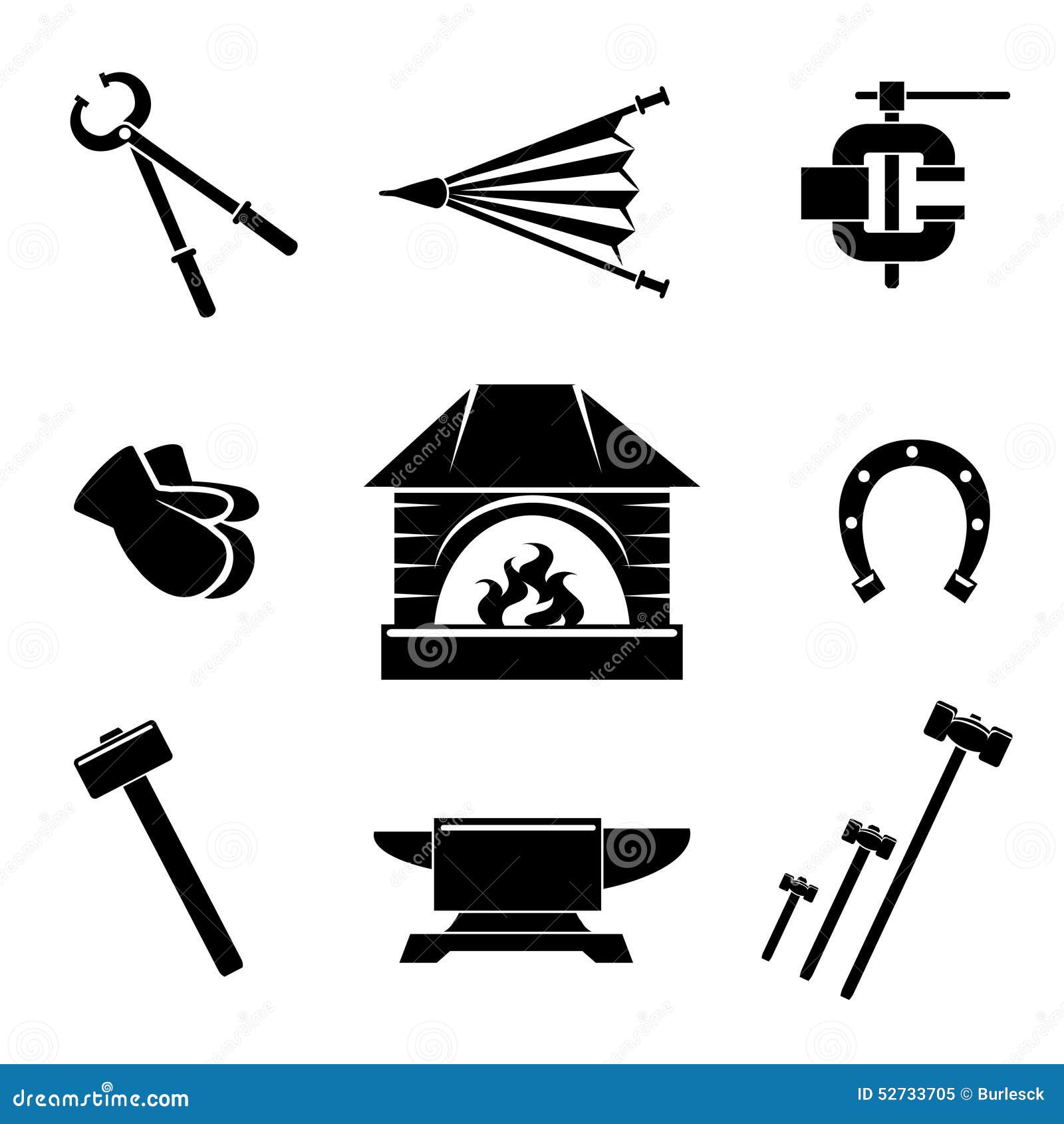 Blacksmith Icons Black Cartoon Vector | CartoonDealer.com #51842239