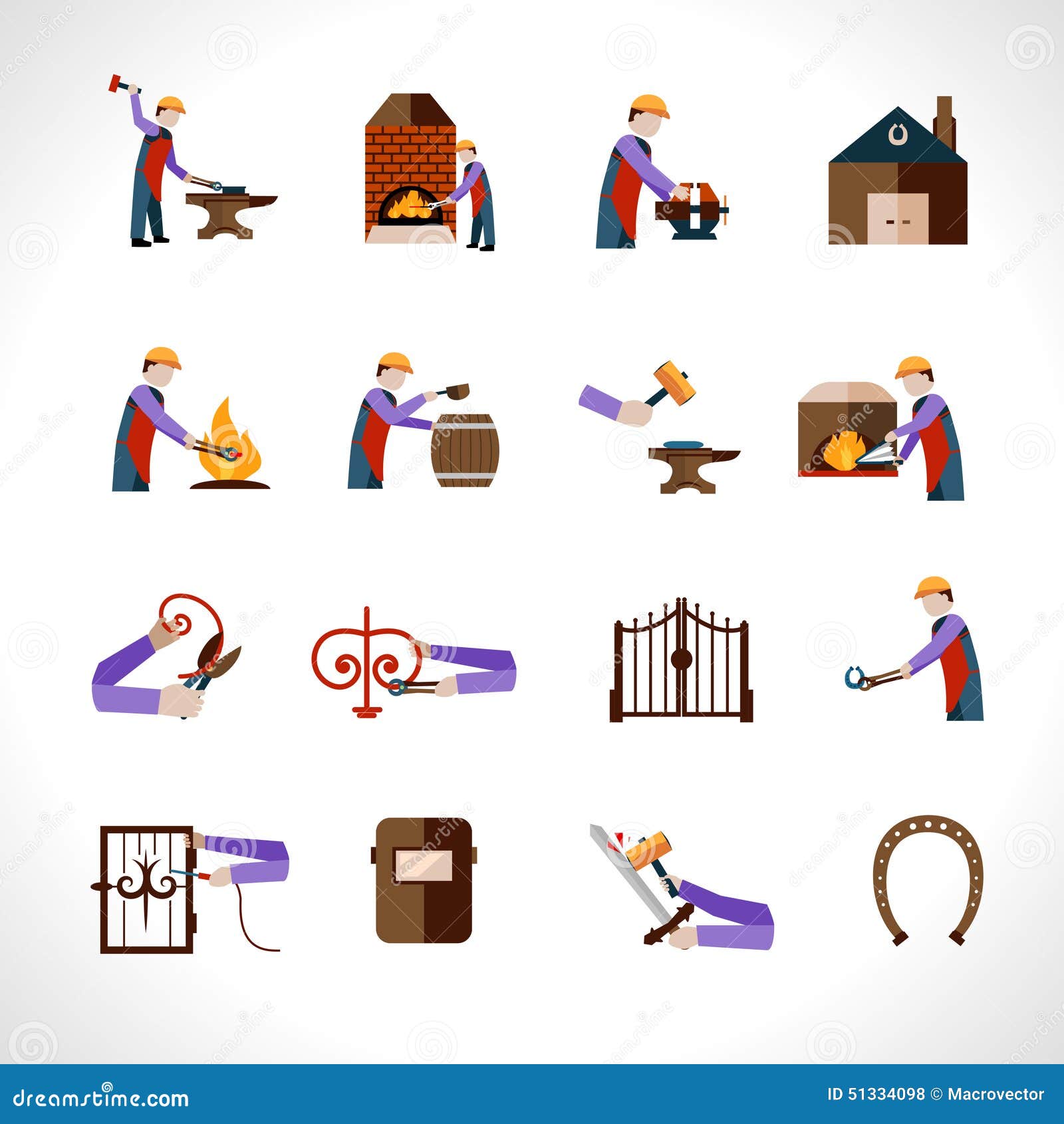 Blacksmith Icons Black Cartoon Vector | CartoonDealer.com #51842239