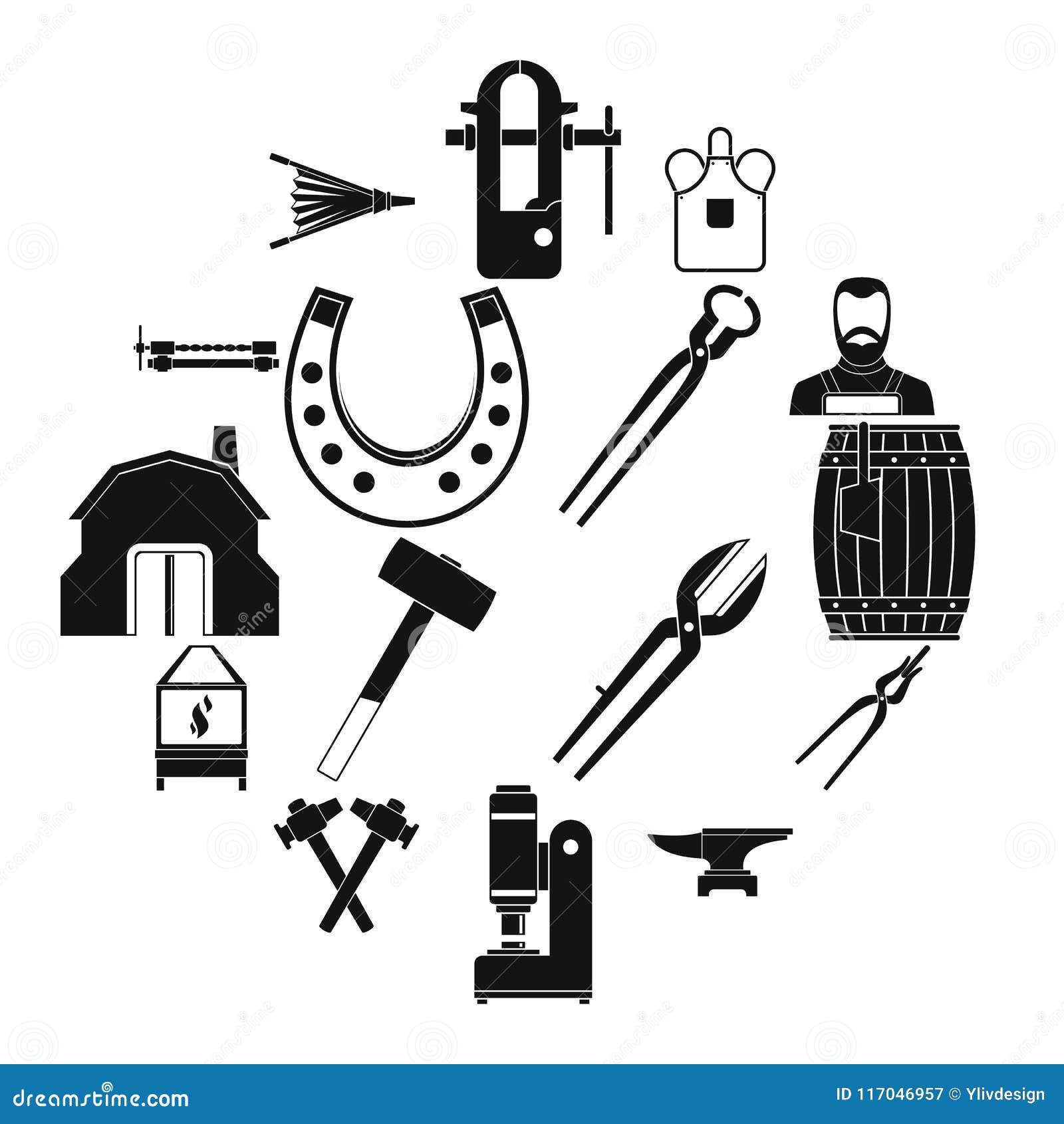 Blacksmith Icons Set, Simple Style Stock Vector - Illustration of ...