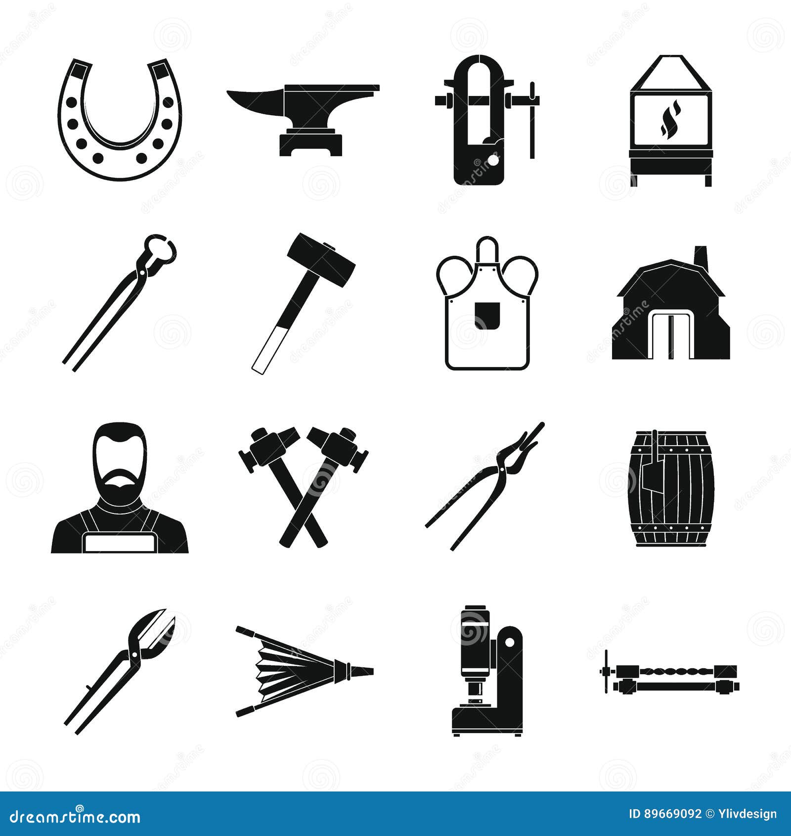 Blacksmith Icons Set, Simple Style Stock Vector - Illustration of apron ...