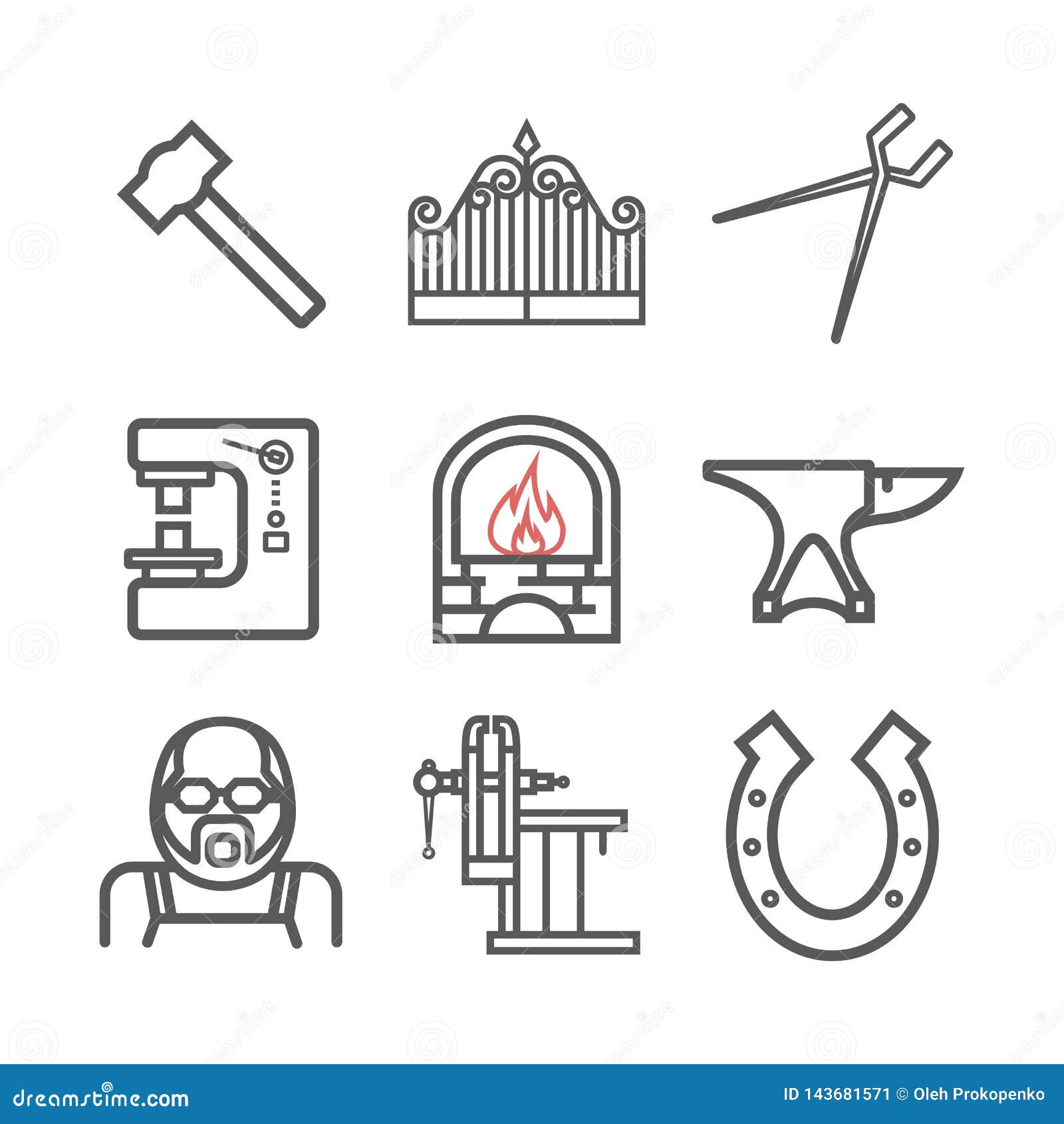 Blacksmith Icons Set. Vector Signs for Web Graphics. Stock Vector ...