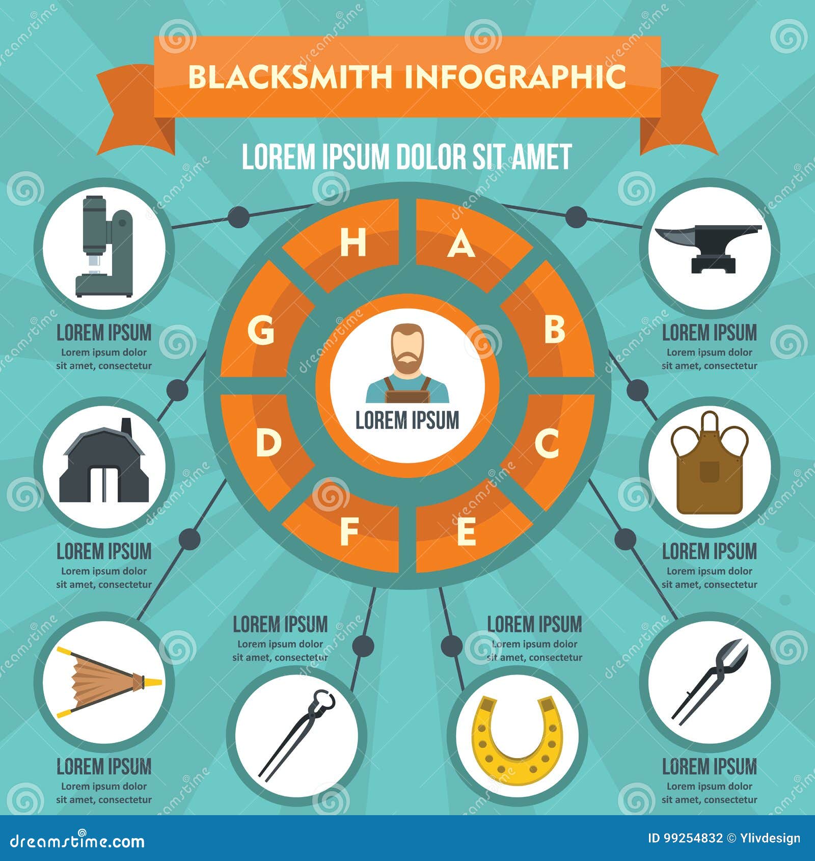 Blacksmith Infographic Concept, Flat Style Stock Vector - Illustration ...
