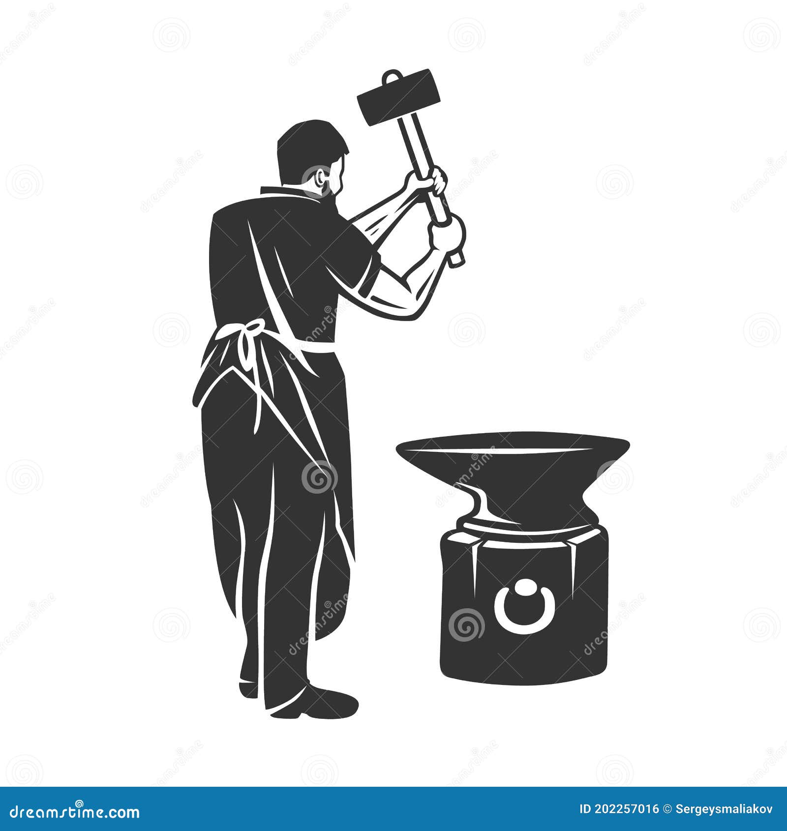 Blacksmith Isolated Vector Symbol, Stylized Retro Emblem Stock Vector ...