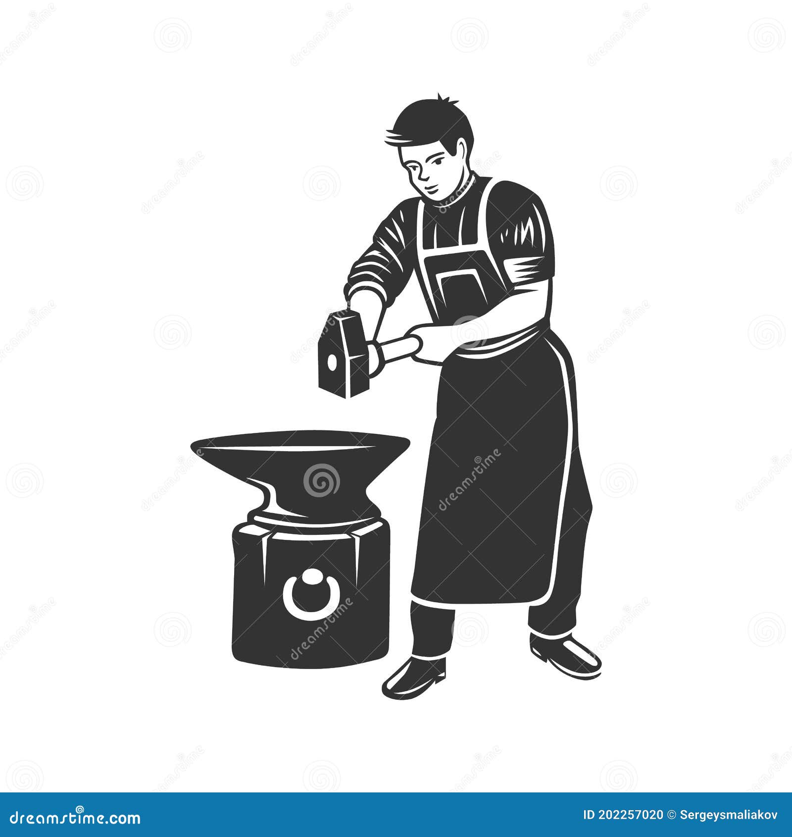 Blacksmith Isolated Vector Symbol, Stylized Retro Emblem Stock Vector ...