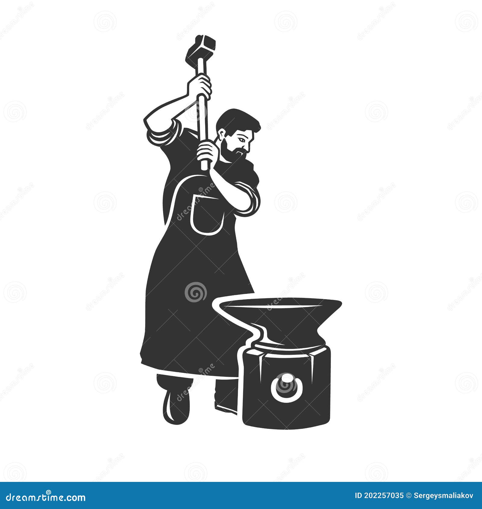 Blacksmith Isolated Vector Symbol, Stylized Retro Emblem Stock Vector ...