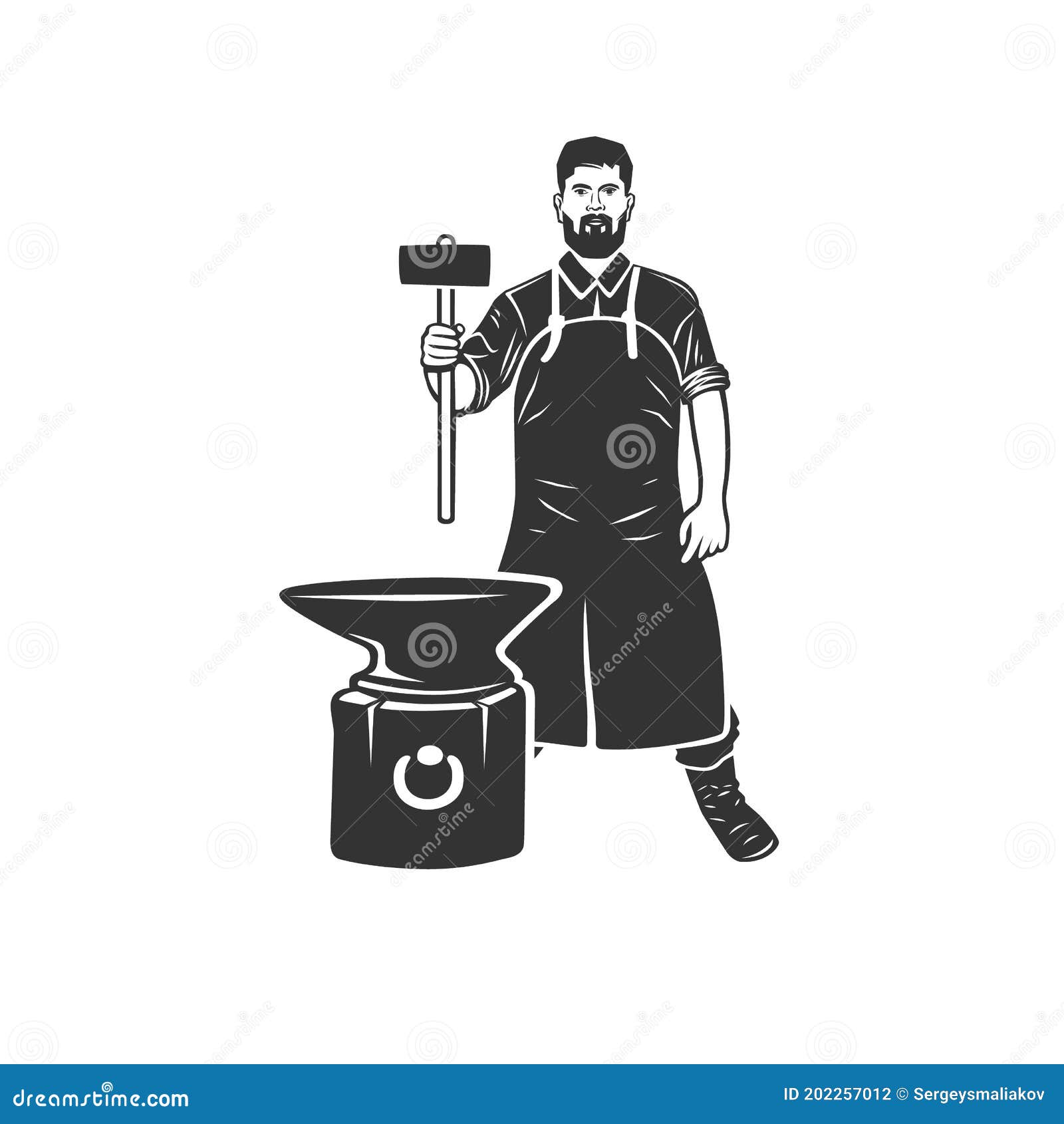 Blacksmith Isolated Vector Symbol, Stylized Retro Emblem Stock Vector ...