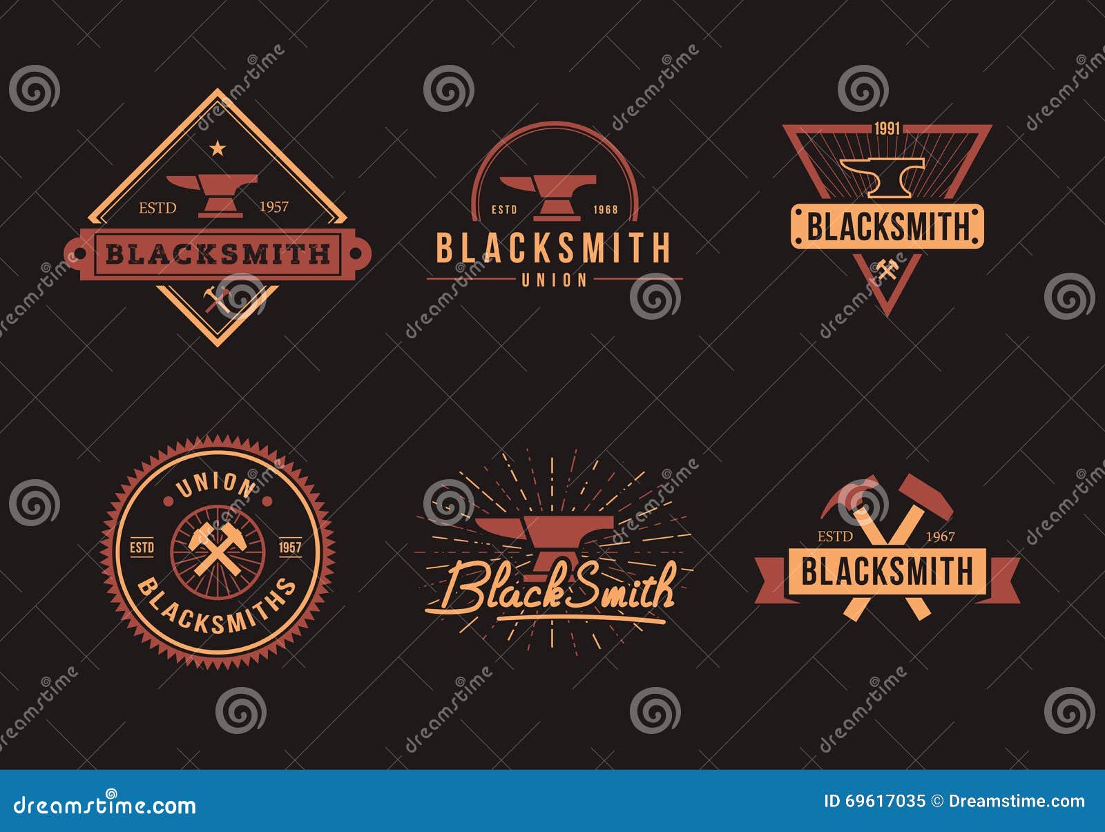 Blacksmith logo set stock vector. Illustration of white - 69617035