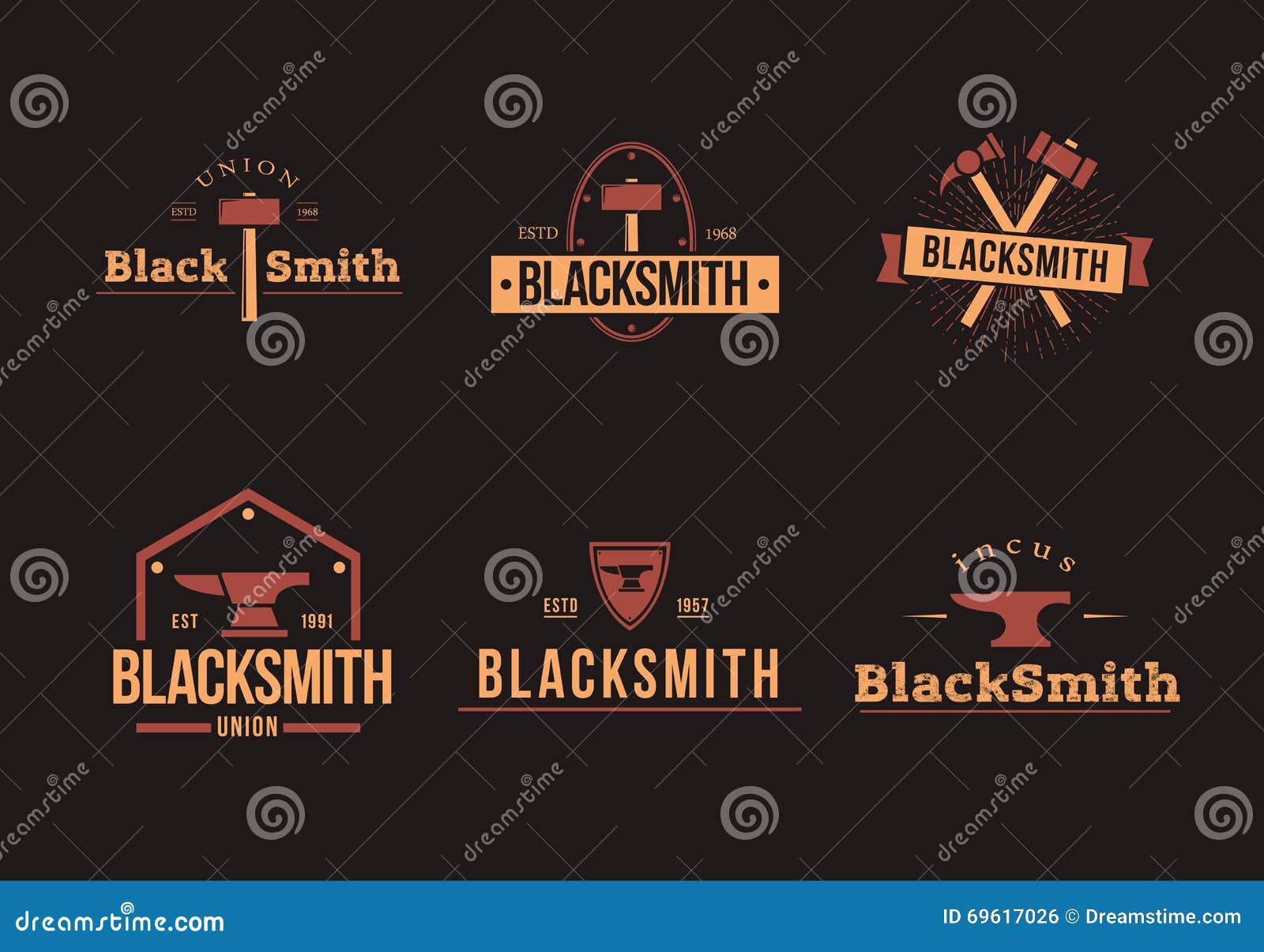 BlackSmith logos set stock vector. Illustration of smith - 69617026