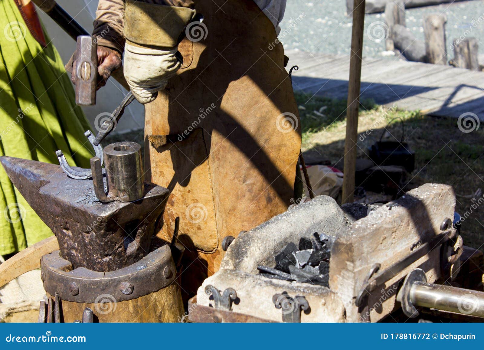 Blacksmith Makes a Horseshoe, a Master Class Medieval Craft, Closeup ...