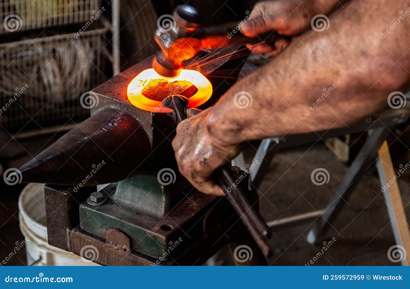Blacksmith Making a Horseshoe in a Forge Stock Image - Image of steel ...